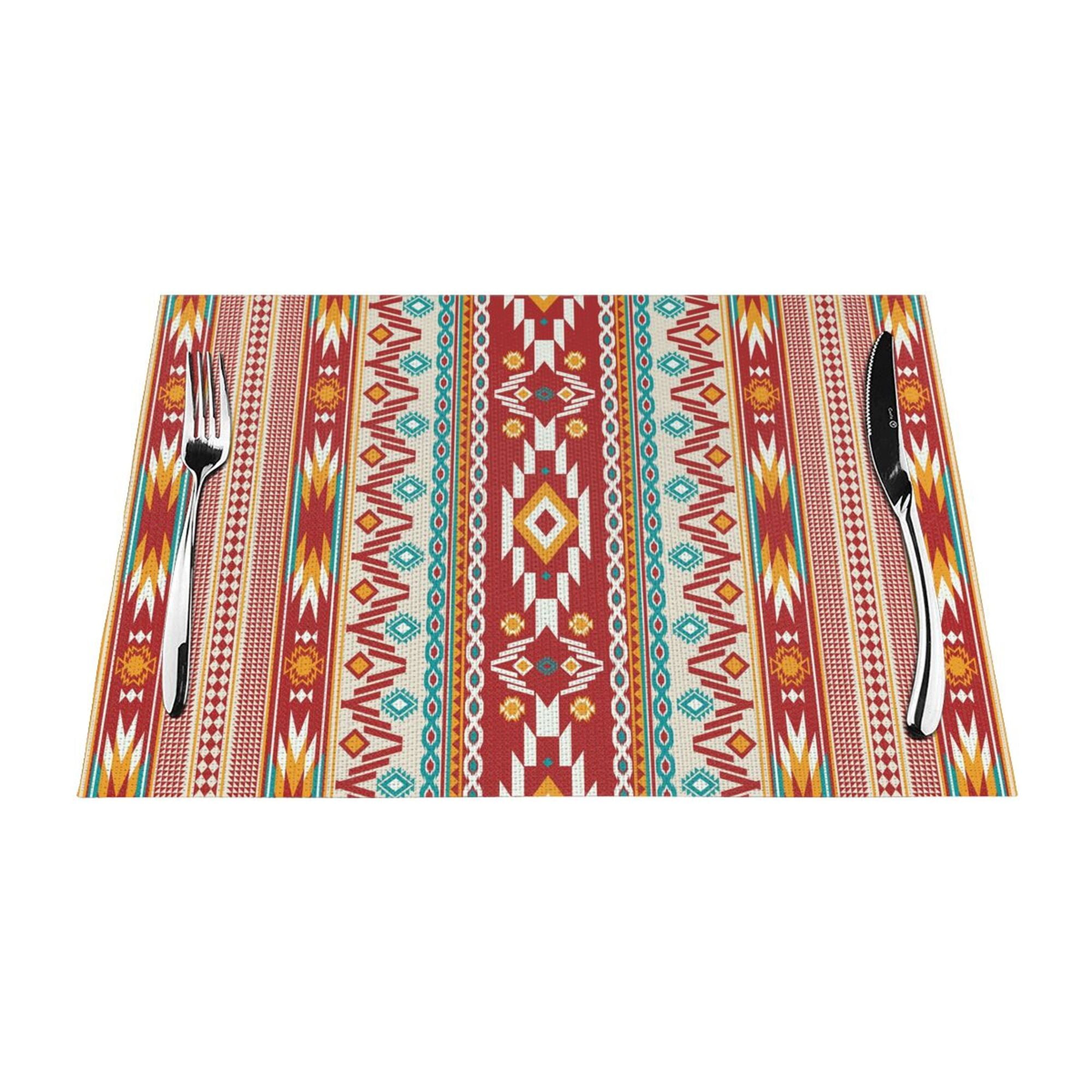 XMXY Woven Placemats Set of 4 PCS, American Aztec Indian Geometric ...
