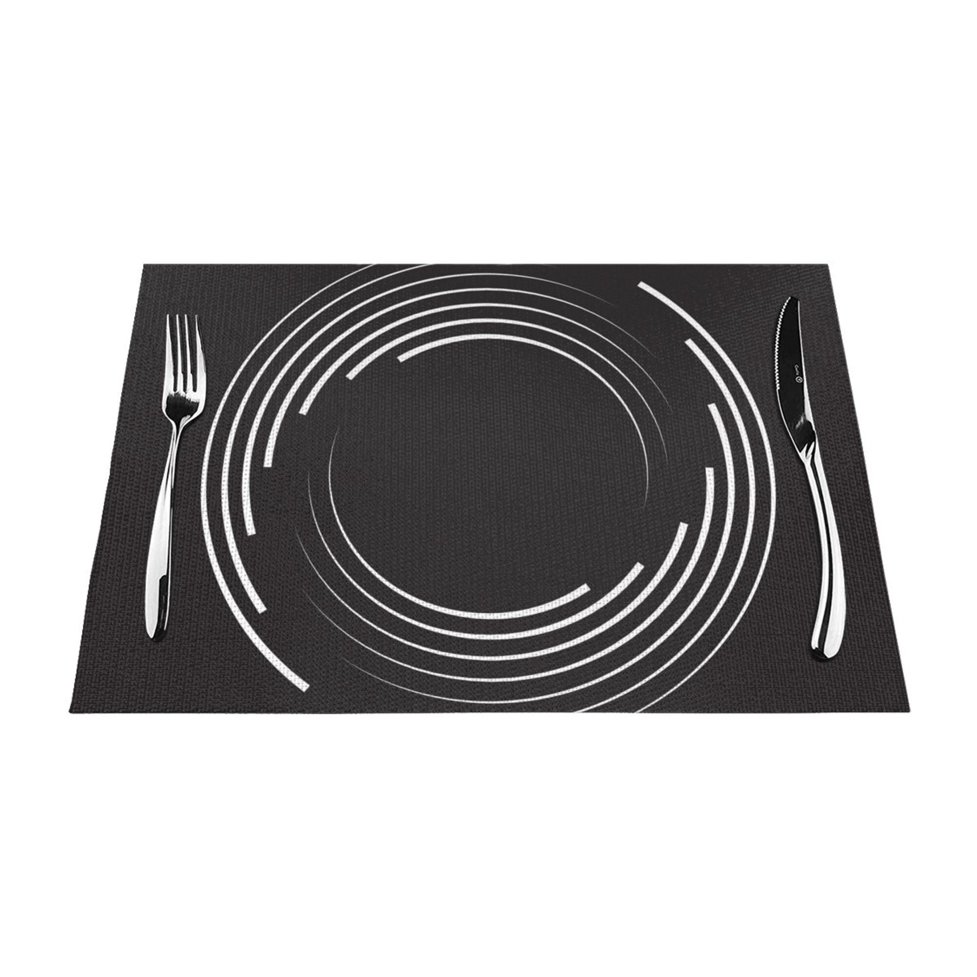 XMXY Woven Placemats Set of 4 PCS, Circular Swirls Black Background ...