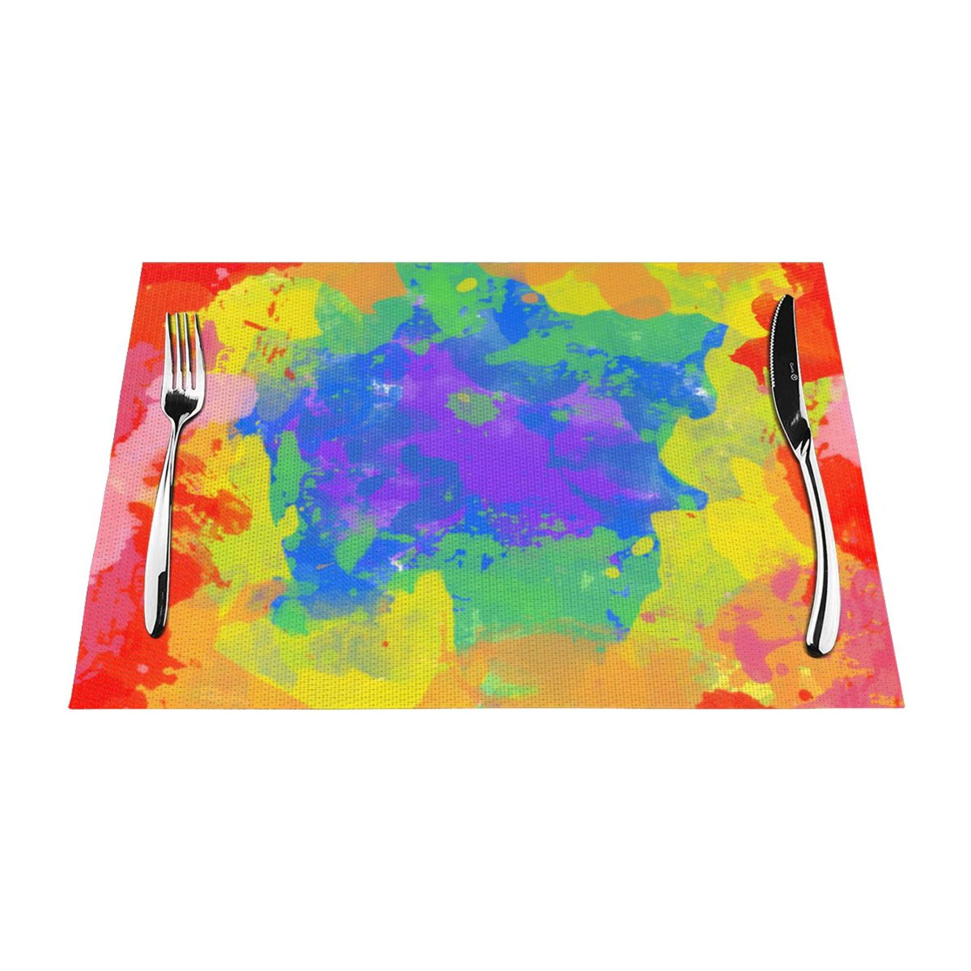 XMXY Woven Placemats Set of 4 PCS, Colorful Splash Art Table Mats ...