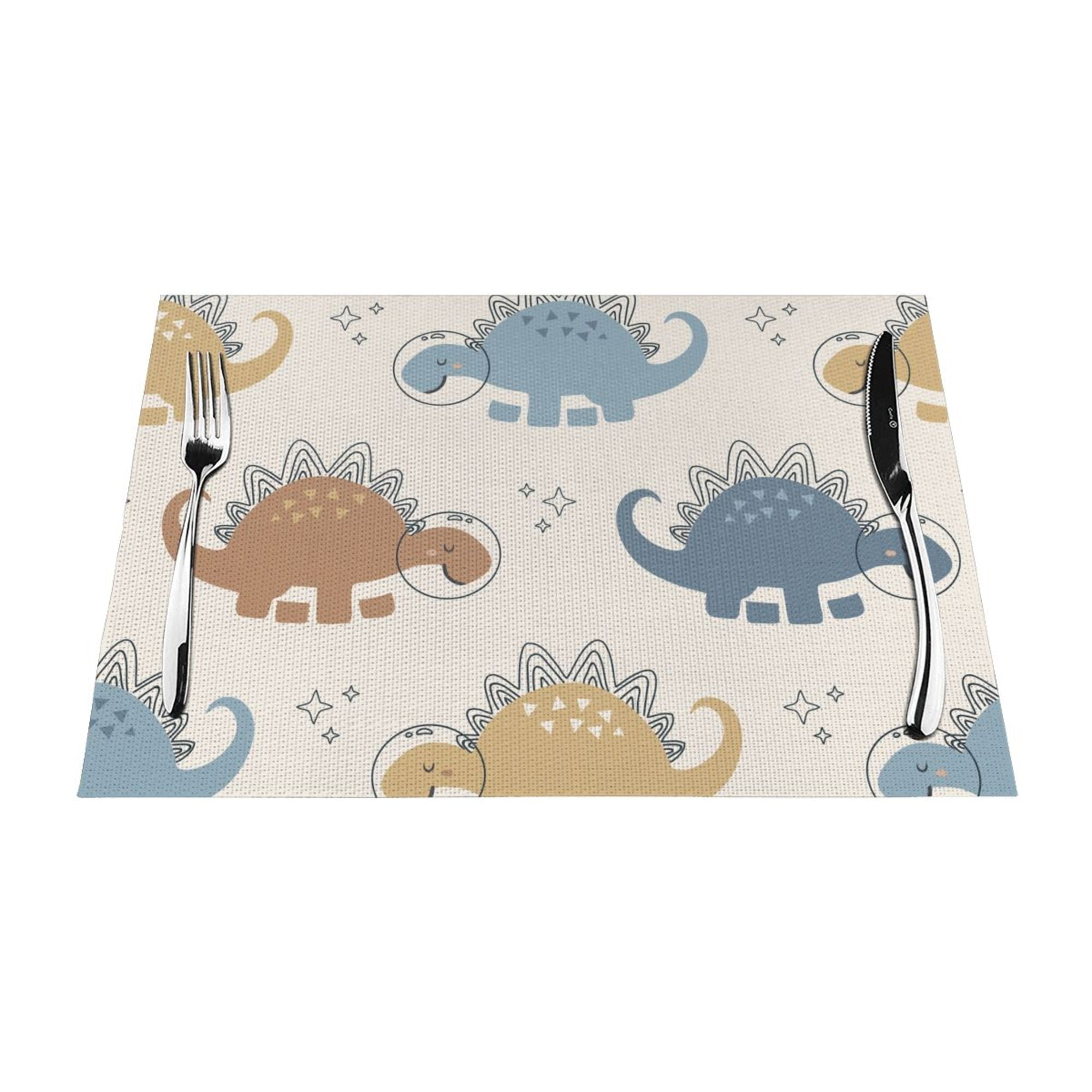 XMXY Woven Placemats Set of 4 PCS, Cute Cartoon Art Dinosaur Table Mats ...