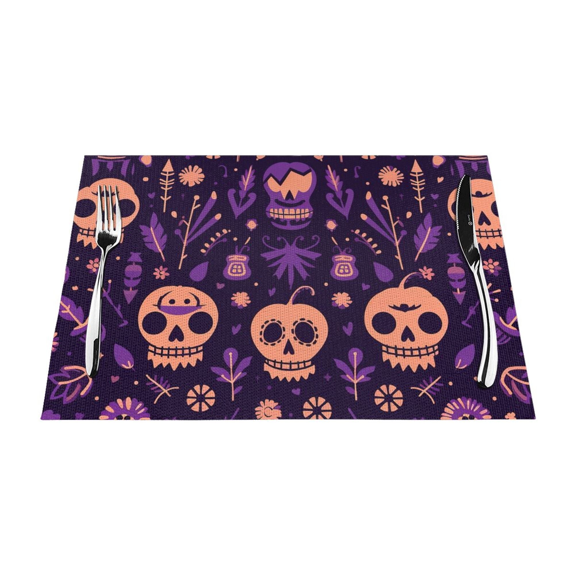 XMXY Woven Placemats Set of 4 PCS, Ghosts Goblins Quirky Halloween ...