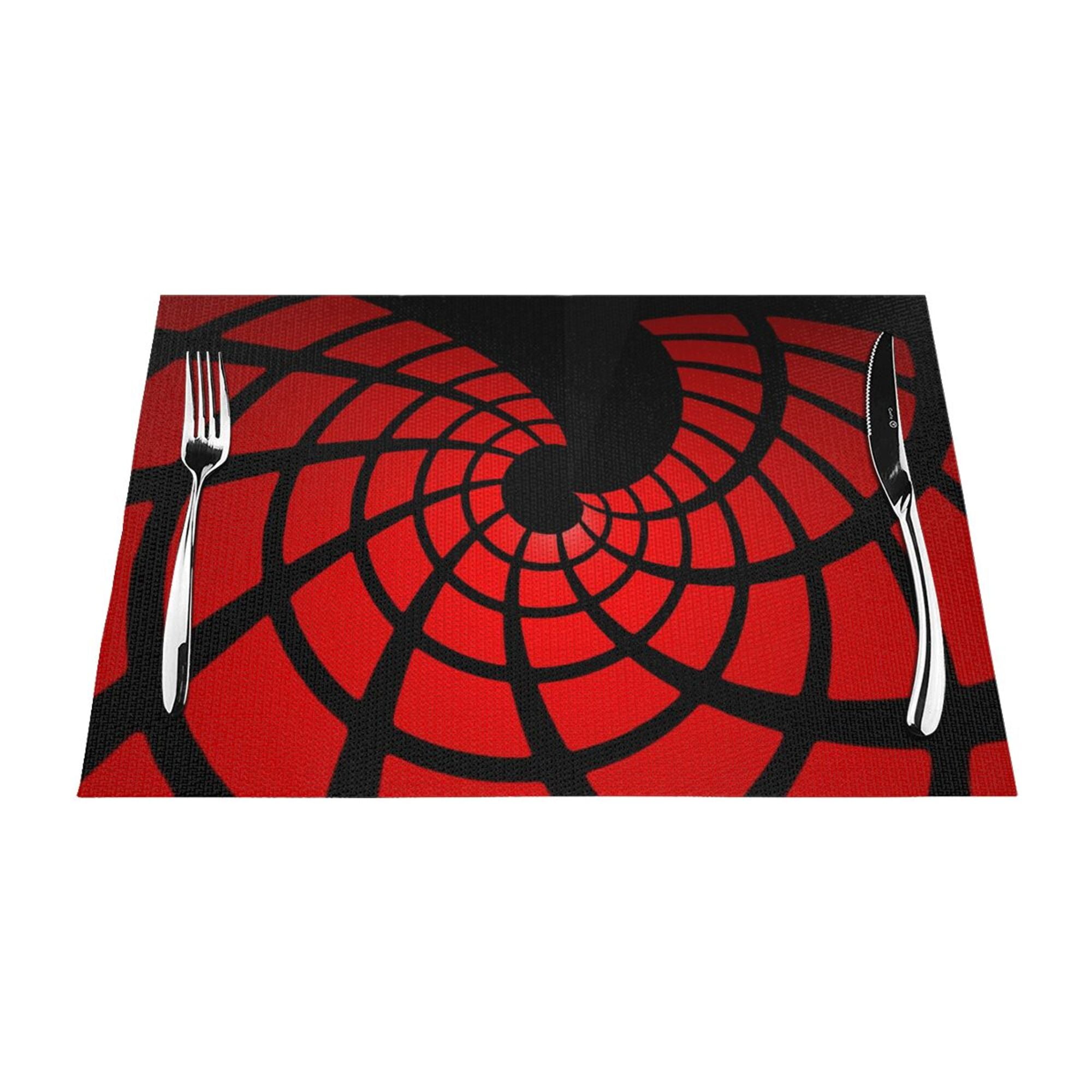 XMXY Woven Placemats Set of 4 PCS, Red Arrangement Table Mats Washable ...