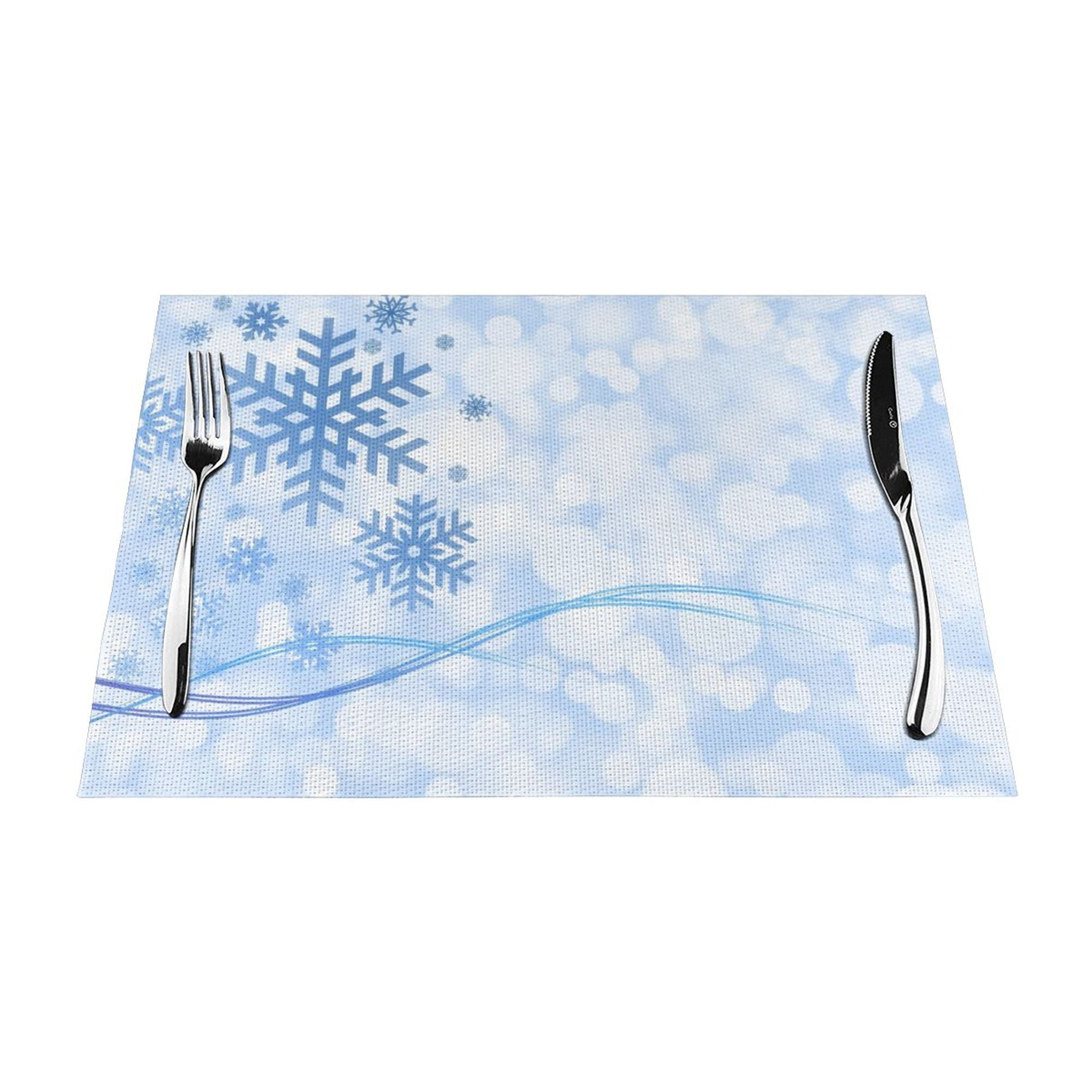 XMXY Woven Placemats Set of 4 PCS, Snow Crystals Cold Winter Table Mats ...