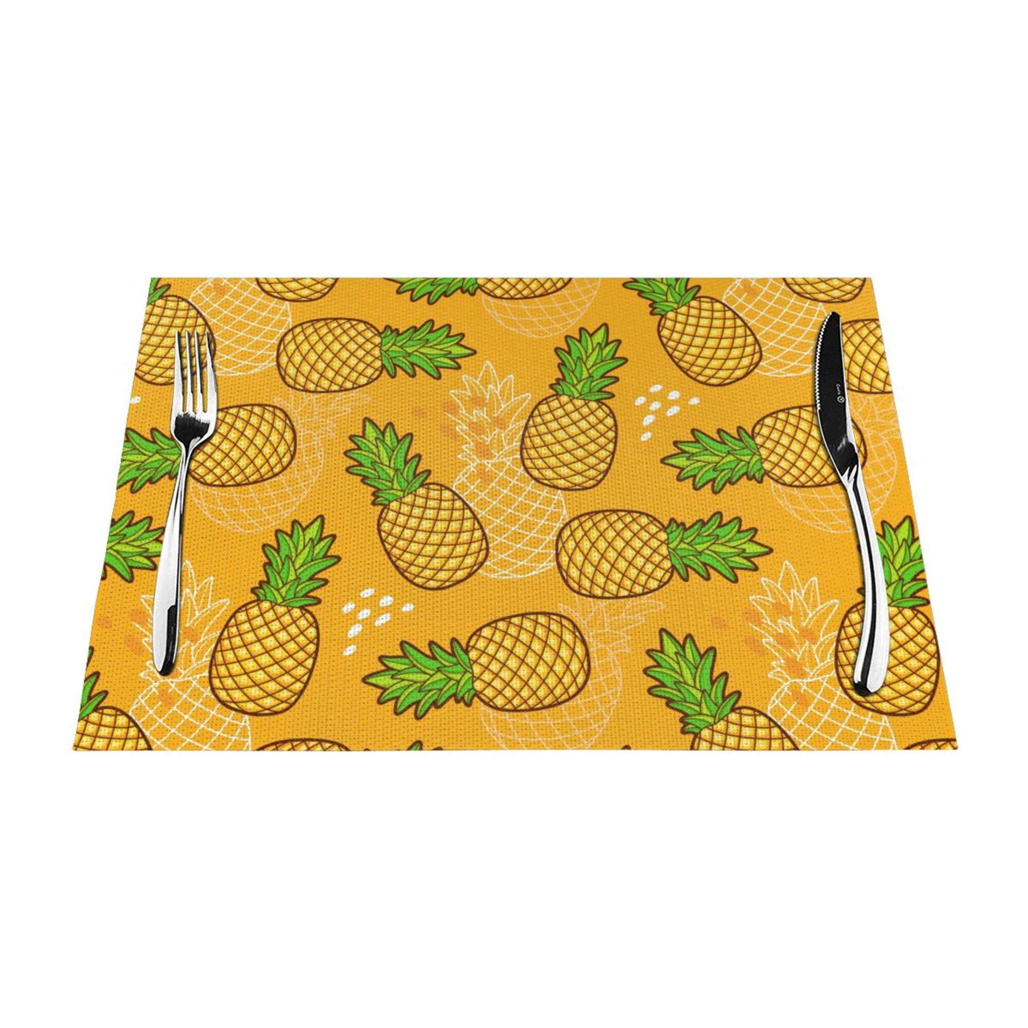 XMXY Woven Placemats Set of 4 PCS, Tropical Fruit Pineapple Background ...