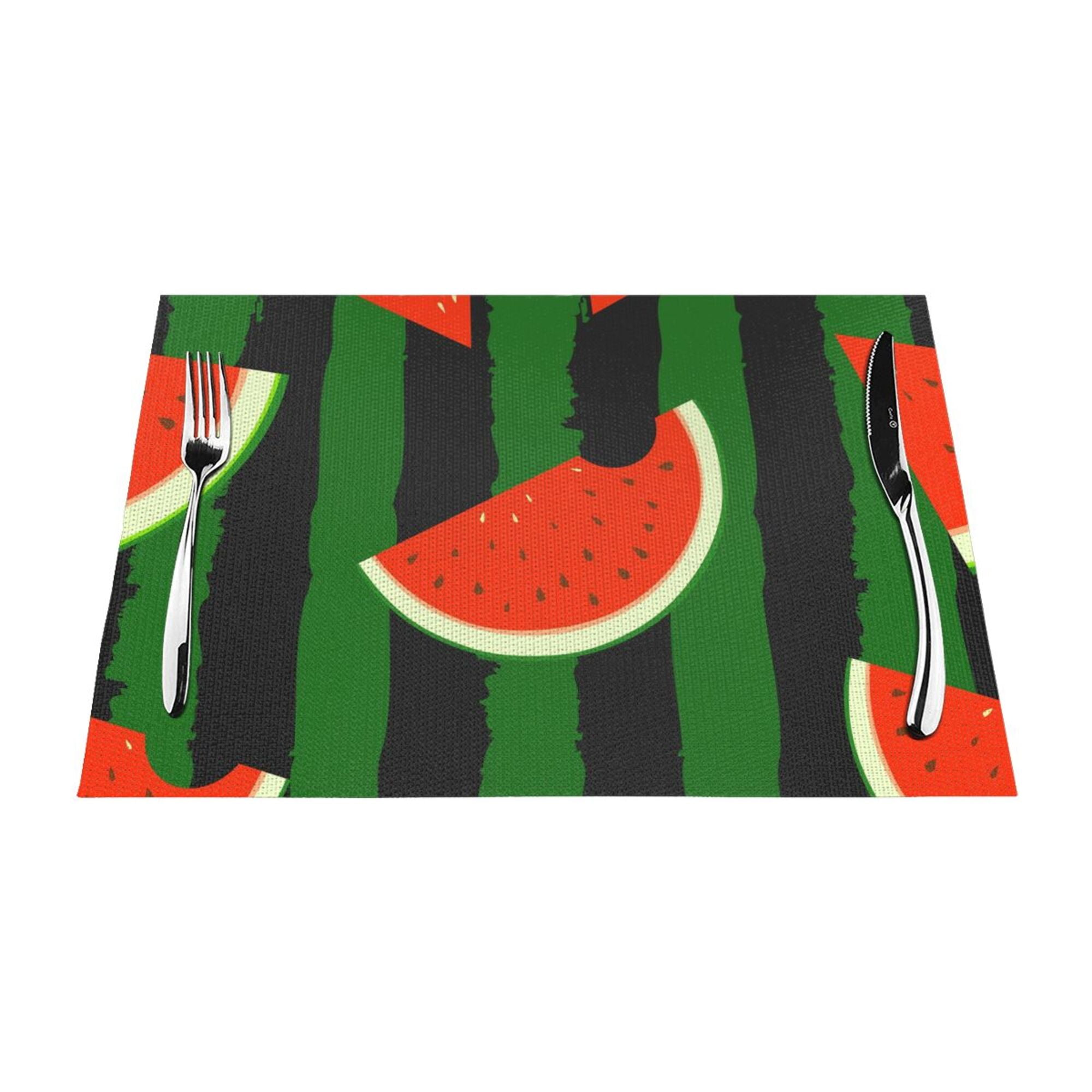 XMXY Woven Placemats Set of 4 PCS, Watermelon Fruit Green Background ...