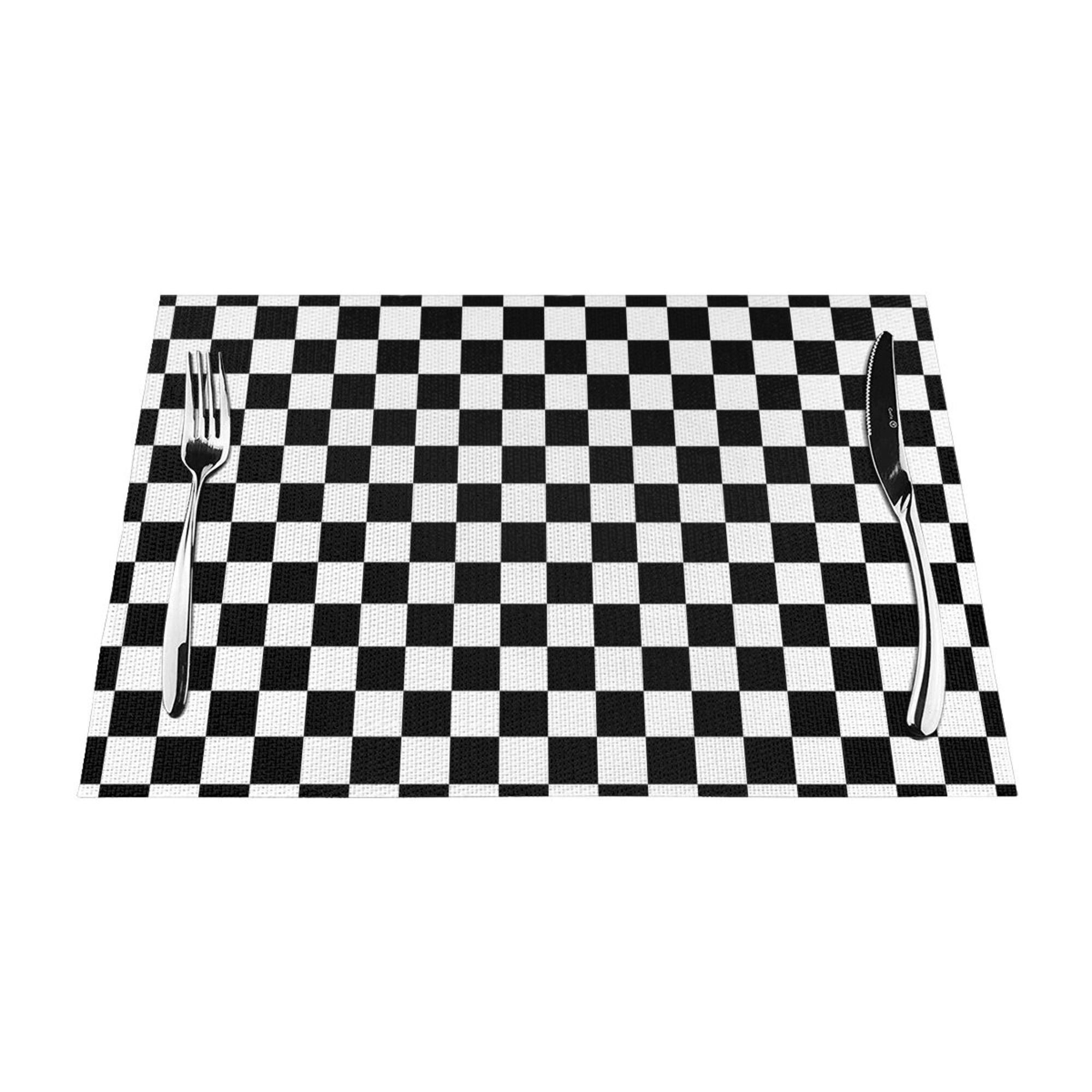 XMXY Woven Placemats Set of 6 PCS, Black and White Checkered Table Mats ...