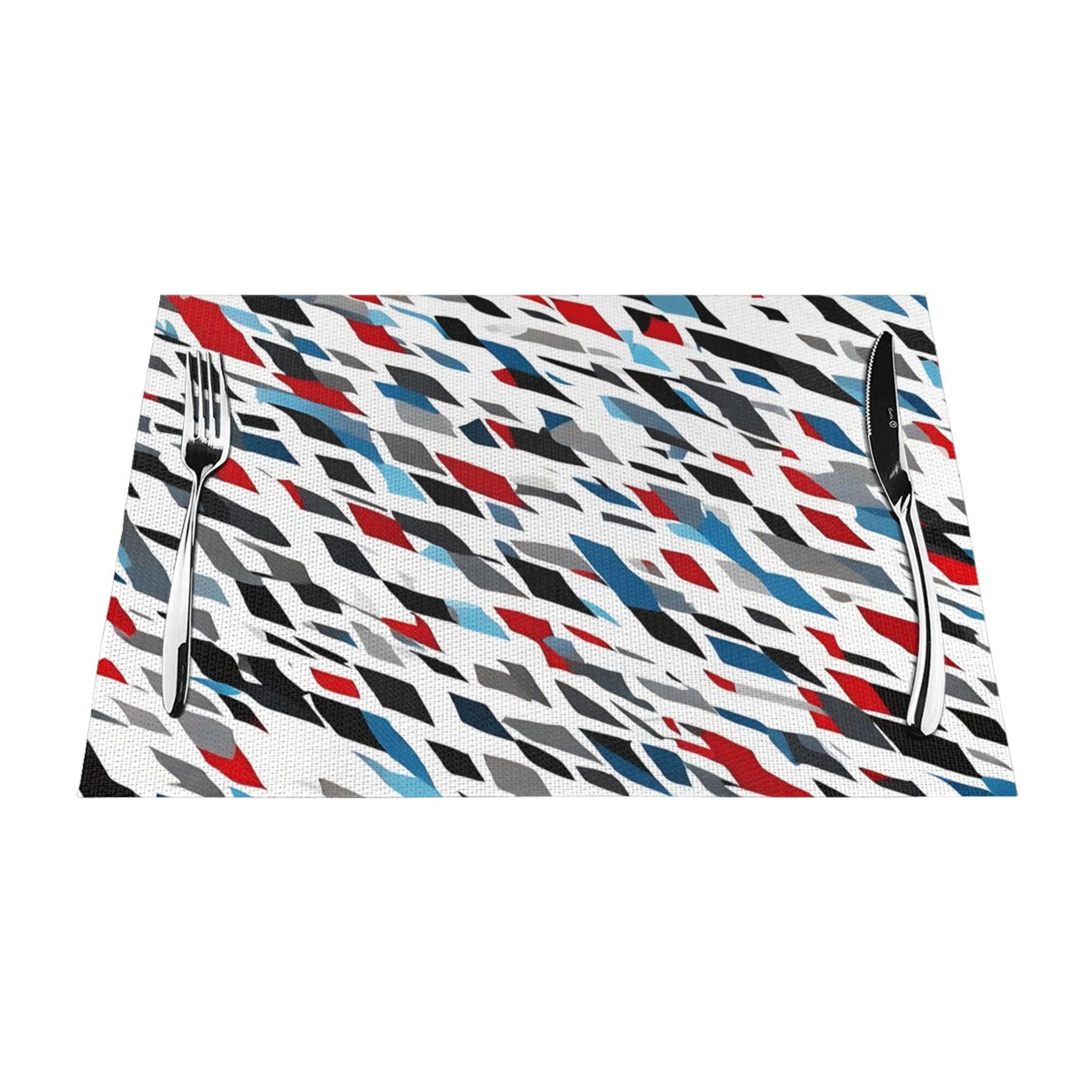 XMXY Woven Placemats Set of 6 PCS, Colorful Square Layer Stripe Table ...