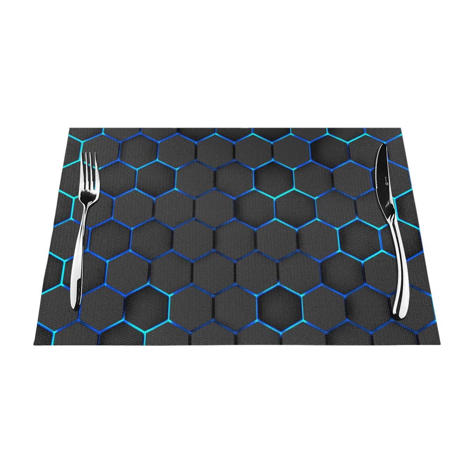 XMXY Woven Placemats Set of 6 PCS, Dark Hexagonal Seamless Table Mats ...