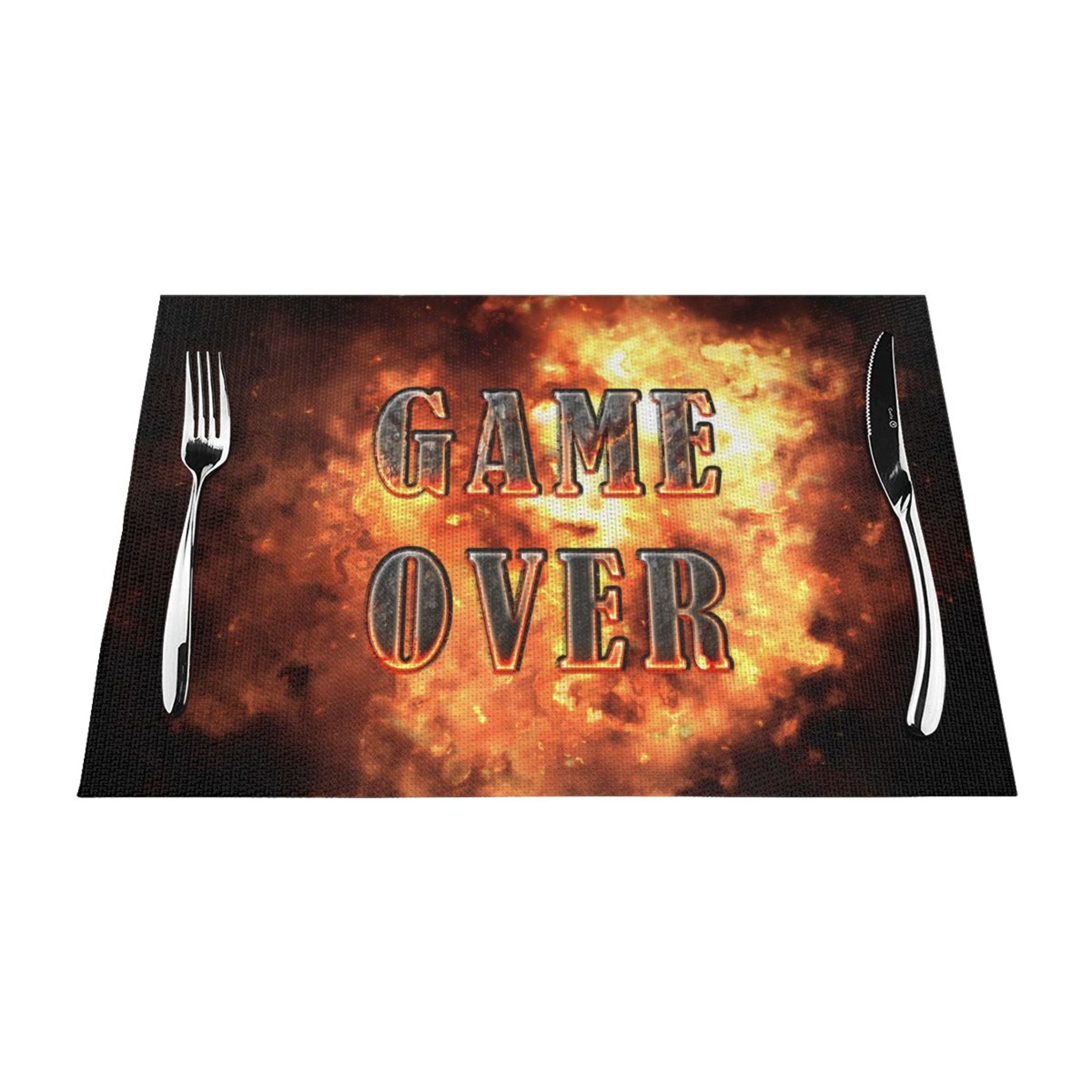 XMXY Woven Placemats Set of 6 PCS, Flame Burning Game Over Table Mats ...