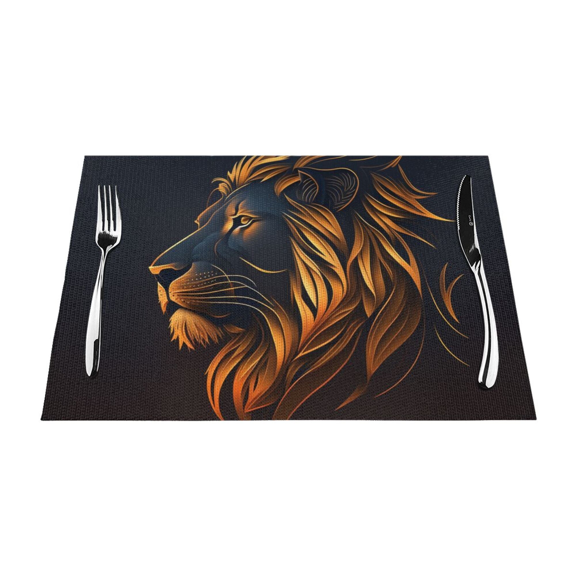 XMXY Woven Placemats Set of 6 PCS, Forest Feral Lion Table Mats ...
