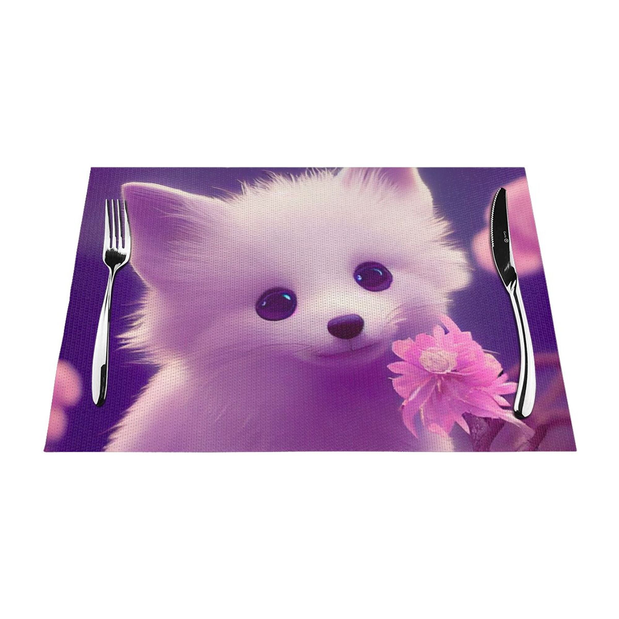 XMXY Woven Placemats Set of 6 PCS, Funny Cute Animal Fox Table Mats ...