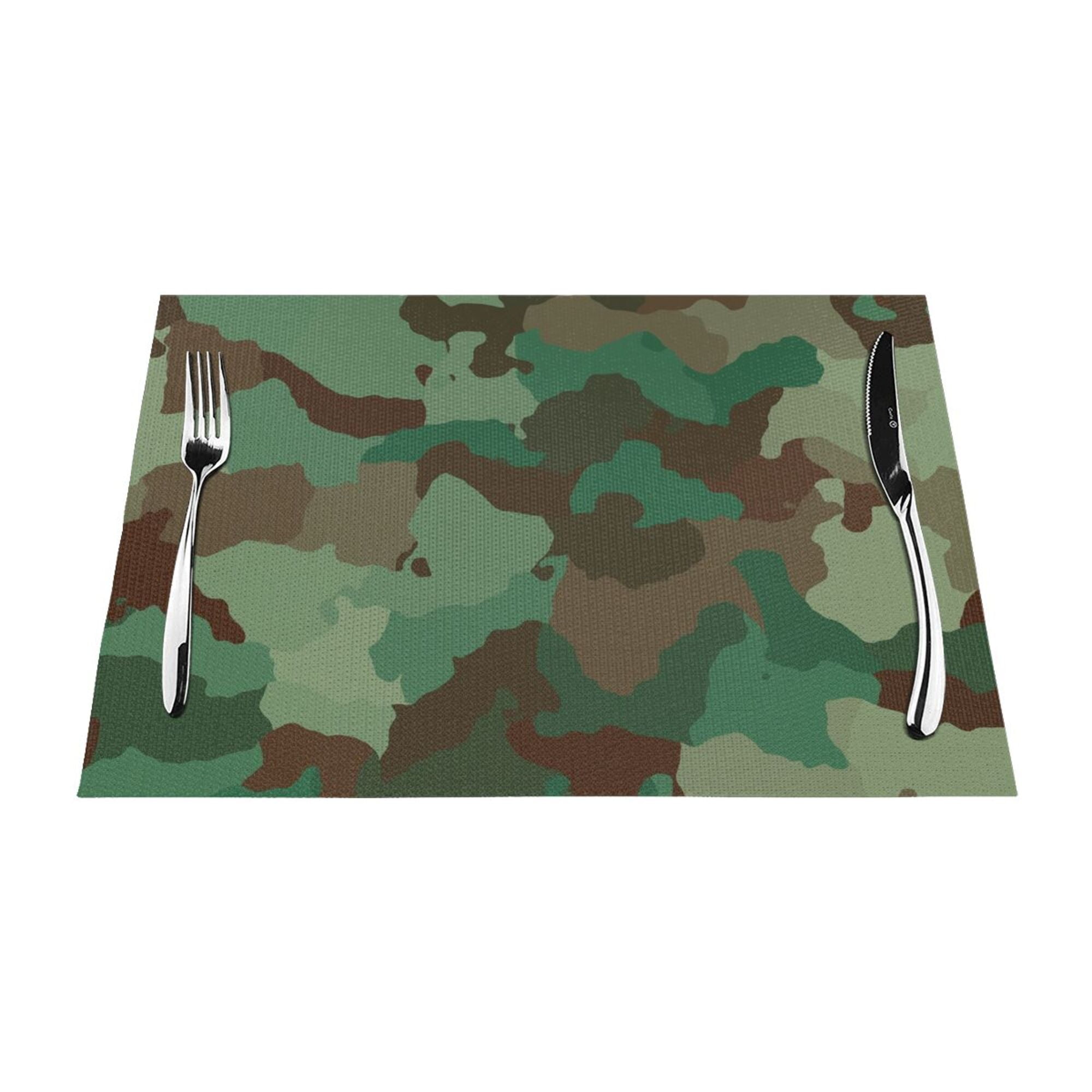 XMXY Woven Placemats Set of 6 PCS, Green Camouflage Seamless Table Mats ...