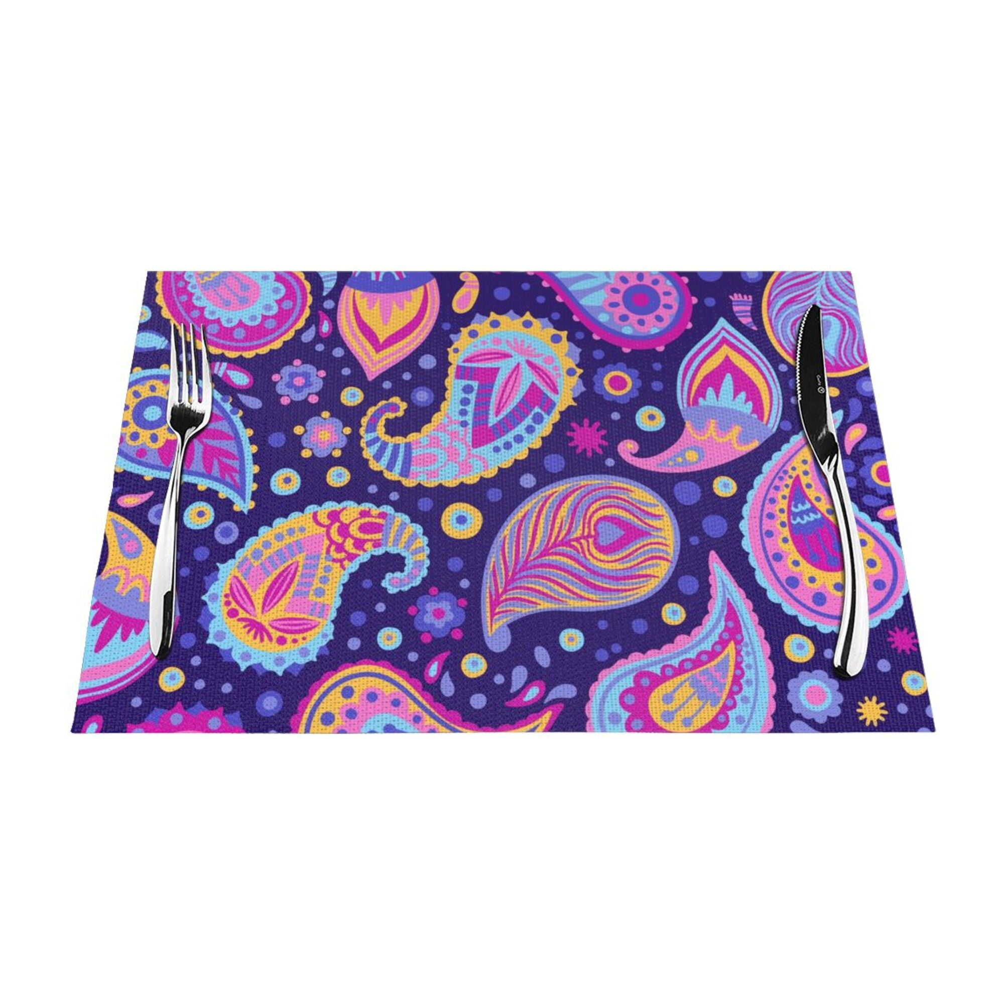 XMXY Woven Placemats Set of 6 PCS, Paisley Texture Minimal Decor Table ...