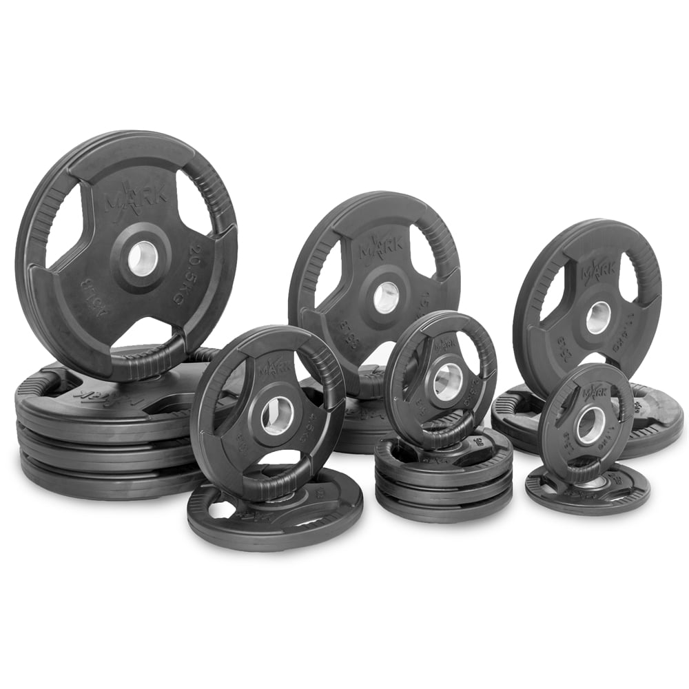 XMark Rubber Coated Tri-grip Olympic Plate Weights - 345 lb. Set ...