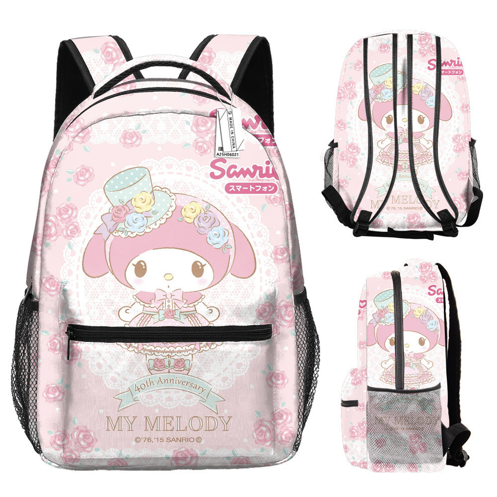 XNB Cute Melody and Kuromi Backpack Cartoon Characters Laptop Bag ...