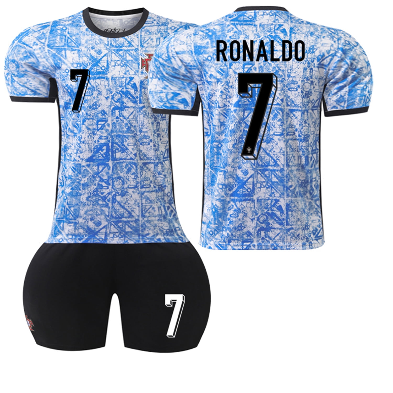XNB UEFA Euro 2024 Portugal Away Jersey #7 Ronaldo Soccer Shirts and Shorts Set - Walmart.com