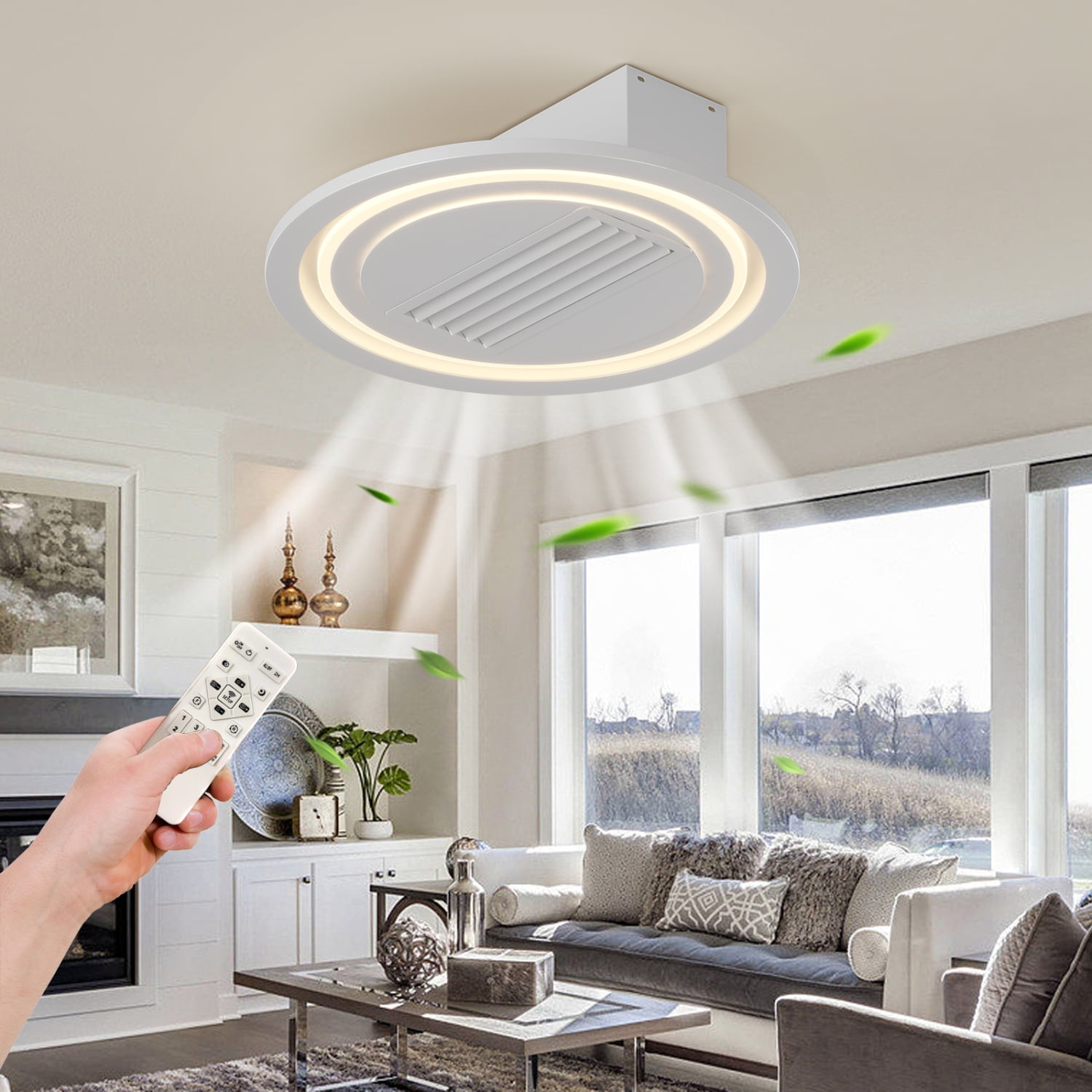 XNGGNG Modern 22-inch Leafless Ceiling Fan with Remote Control ...