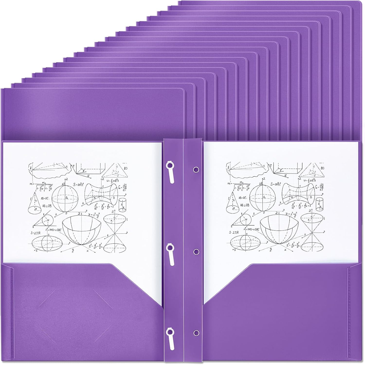 XNKOLMJ 100 Pcs Plastic Folders with Pockets and Prong Folders with ...