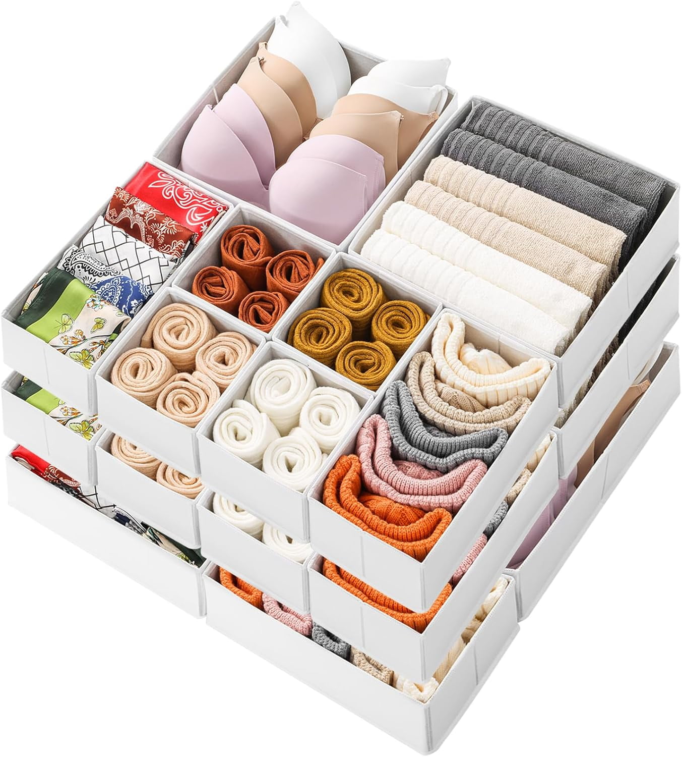 XNKOLMJ 12 Pack Drawer Organizers for Clothing Dresser Drawer Organizer ...