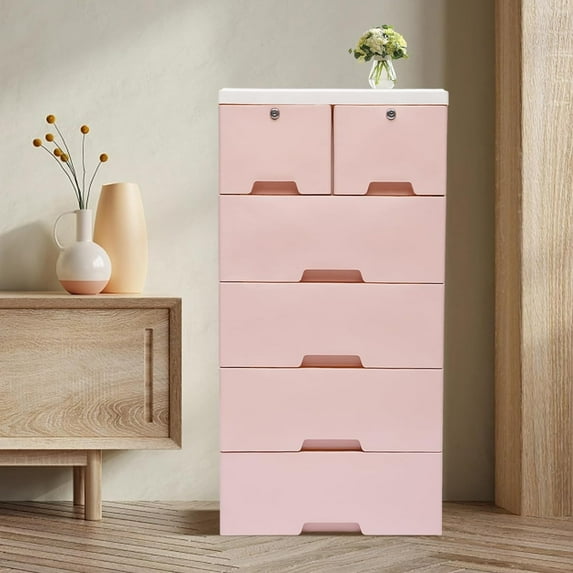 XNKOLMJ 5 Tier Plastic Drawers Dresser Storage Cabinet with 5 Drawer ...