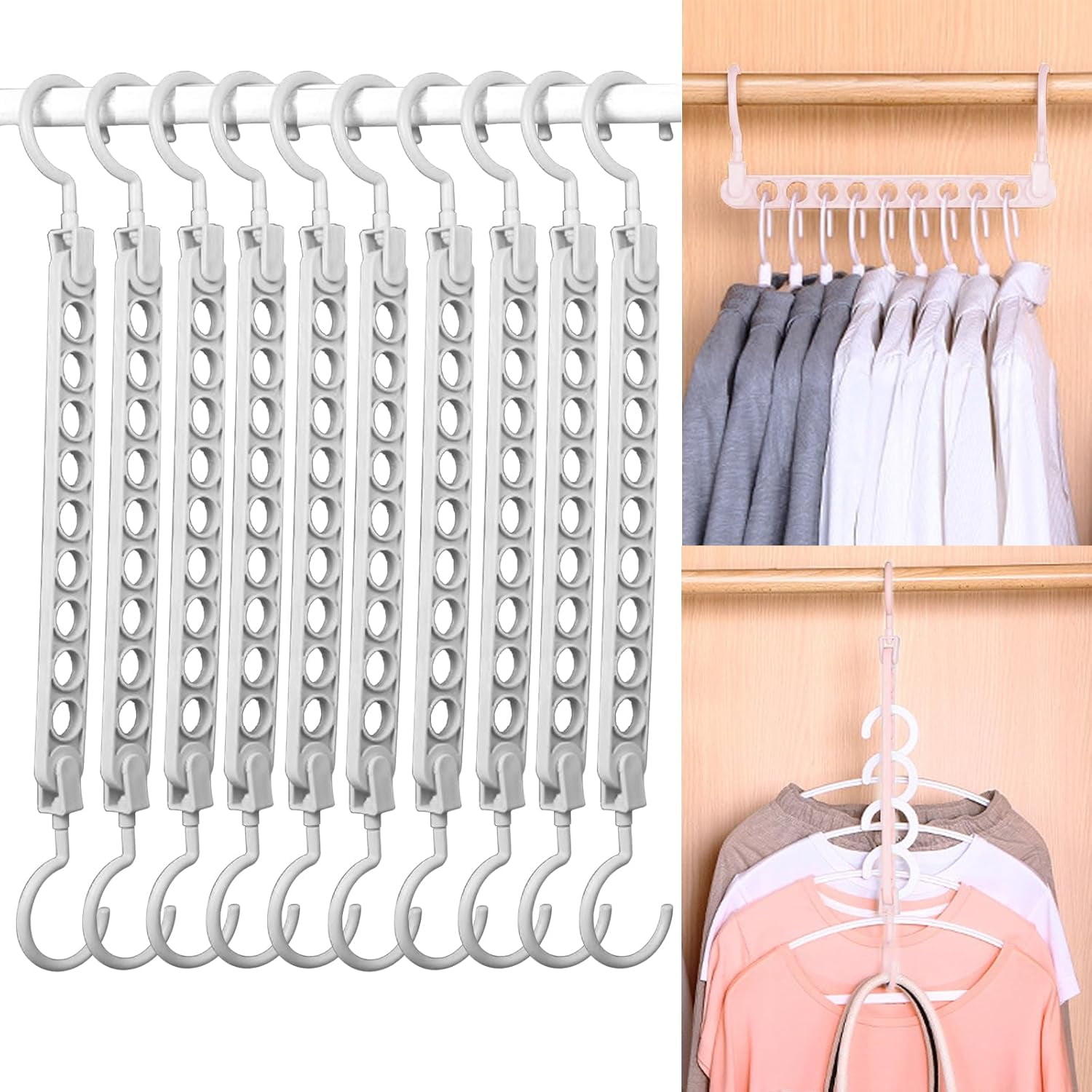 XNKOLMJ Magic Hangers Connectors 10 Pack Space Saving Closet Organizers ...
