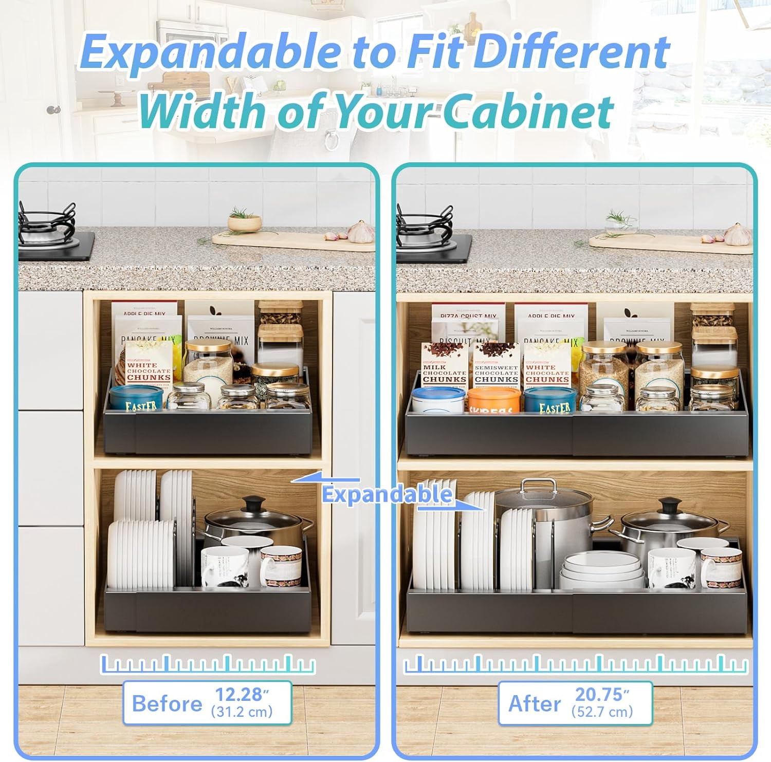 XNKOLMJ Pull Out Cabinet Organizer - Adhesive Slide Out Drawer - 13.8 ...