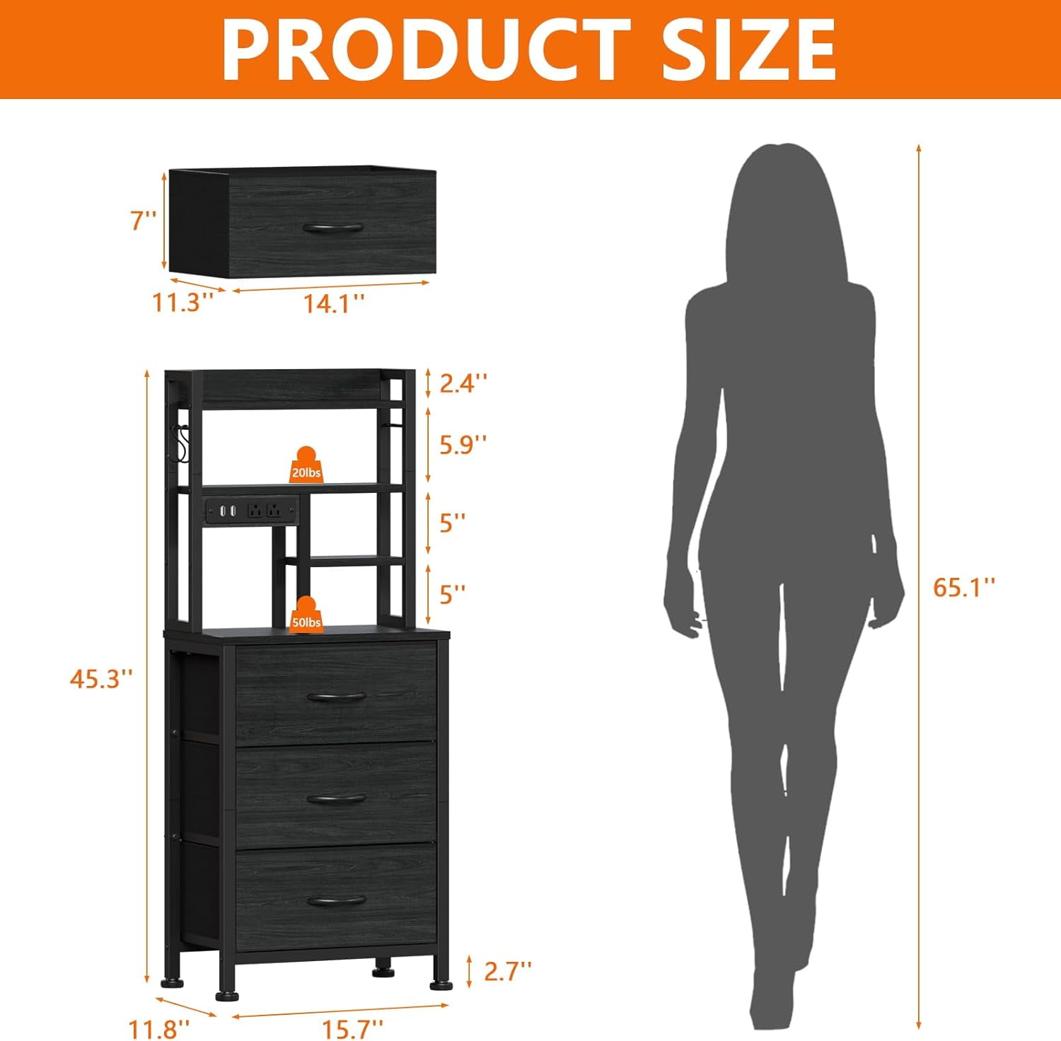 XNKOLMJ Tall Nightstand LED Night Stand with Charging Station and USB ...