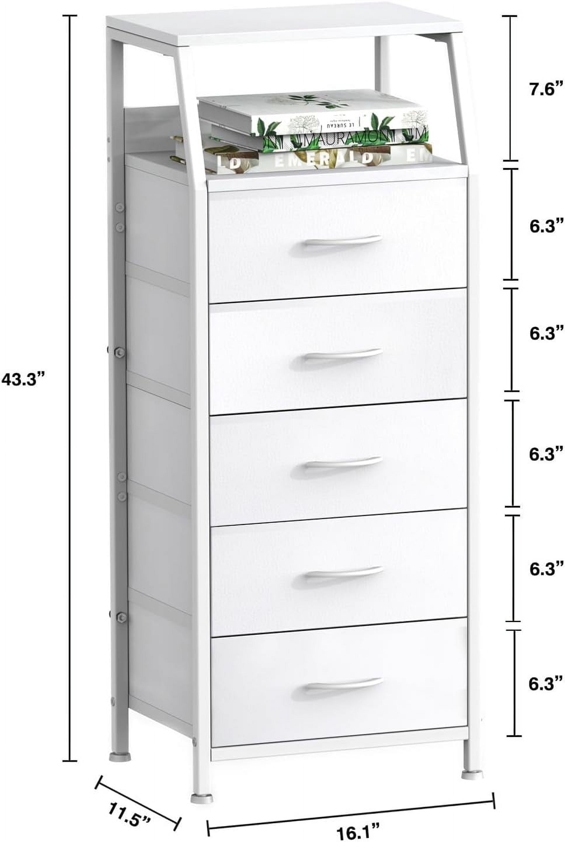 XNKOLMJ White Dresser for Bedroom Storage Organizer with 5 Drawers ...