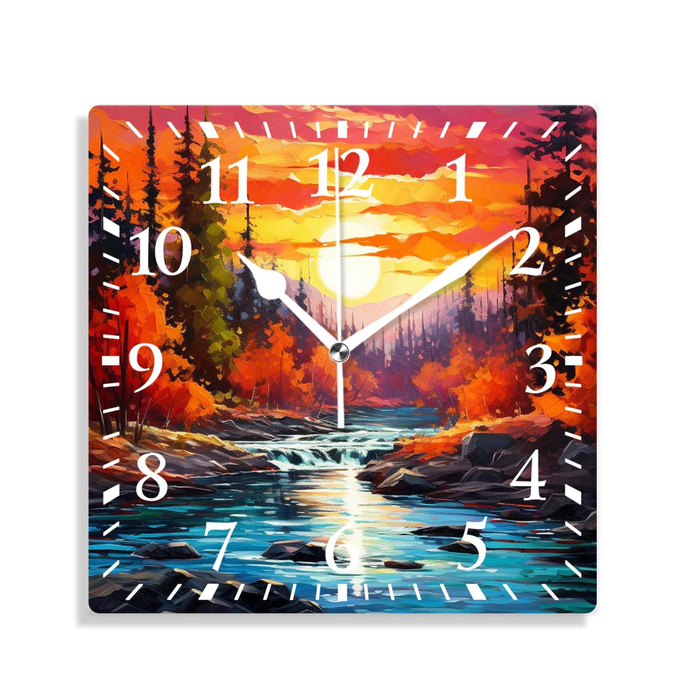 XNSJVGB Silent Non Ticking 10 inch square Wall Clocks,Nature Colorful ...