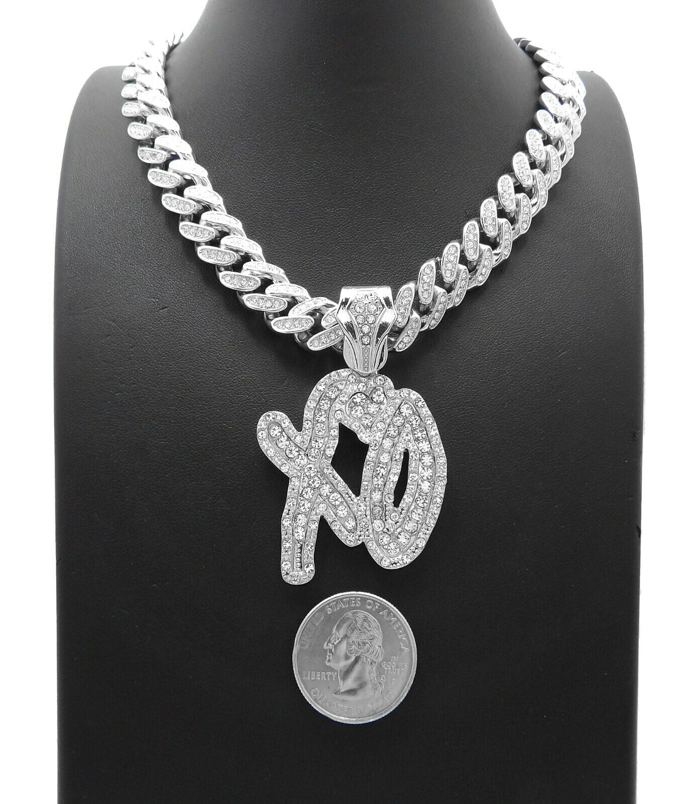 XO Gang pendant & 16" 18" 20" Iced Box Lock Cuban Chain Hip Hop Choker ...