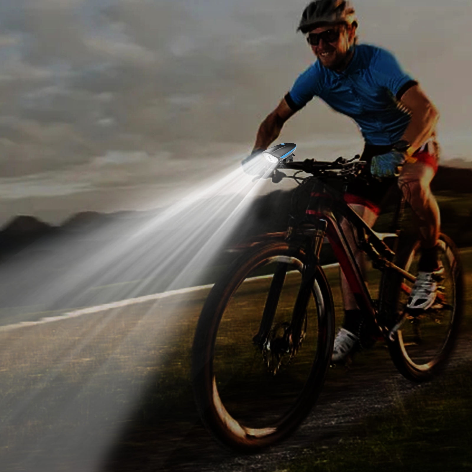 XOAIHY Bicycle Headlight Rechargeable – Night Riding Torch with Horn ...