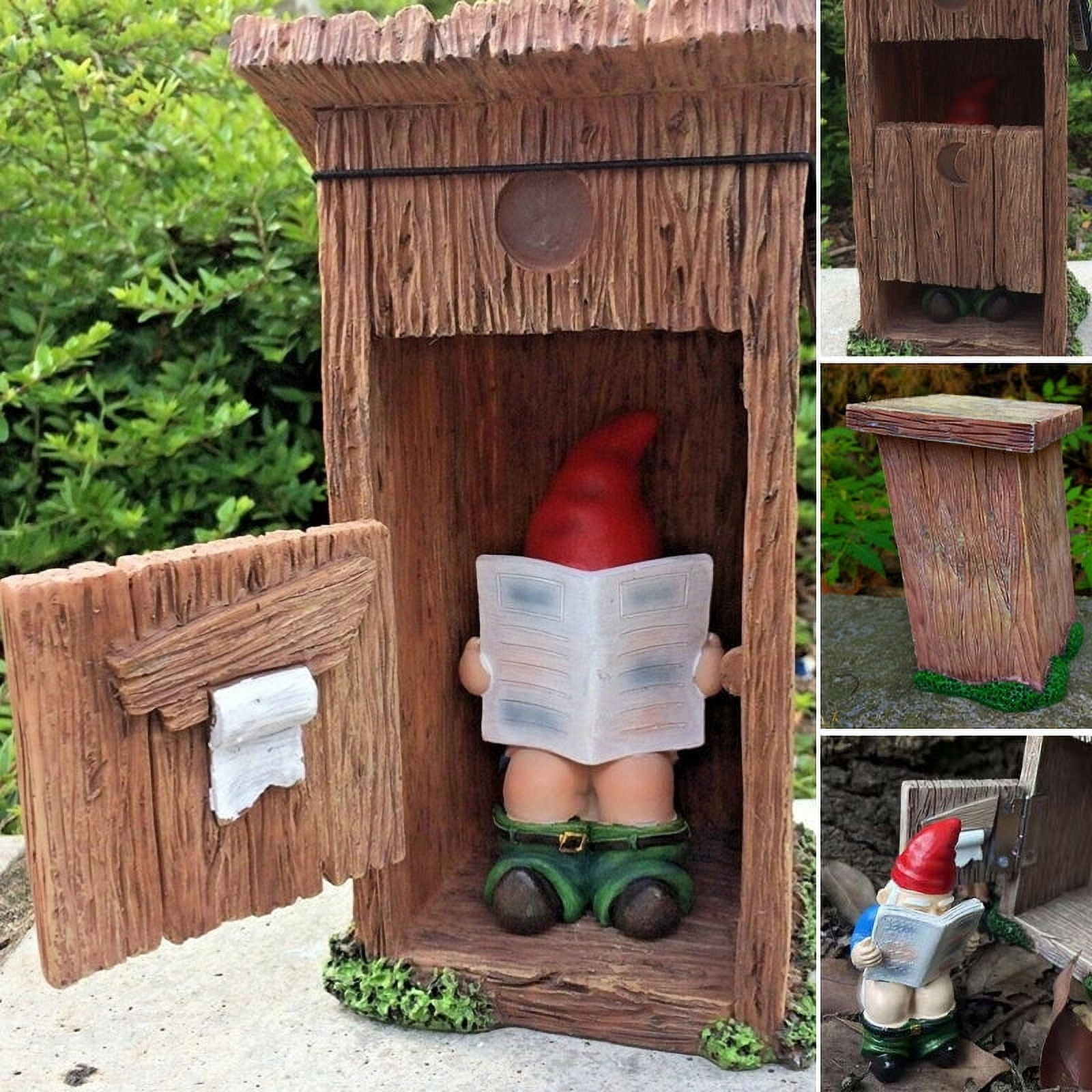 XOAIHY Funny Gnome Garden Statue – Toilet Gnome Reading Newspaper and ...