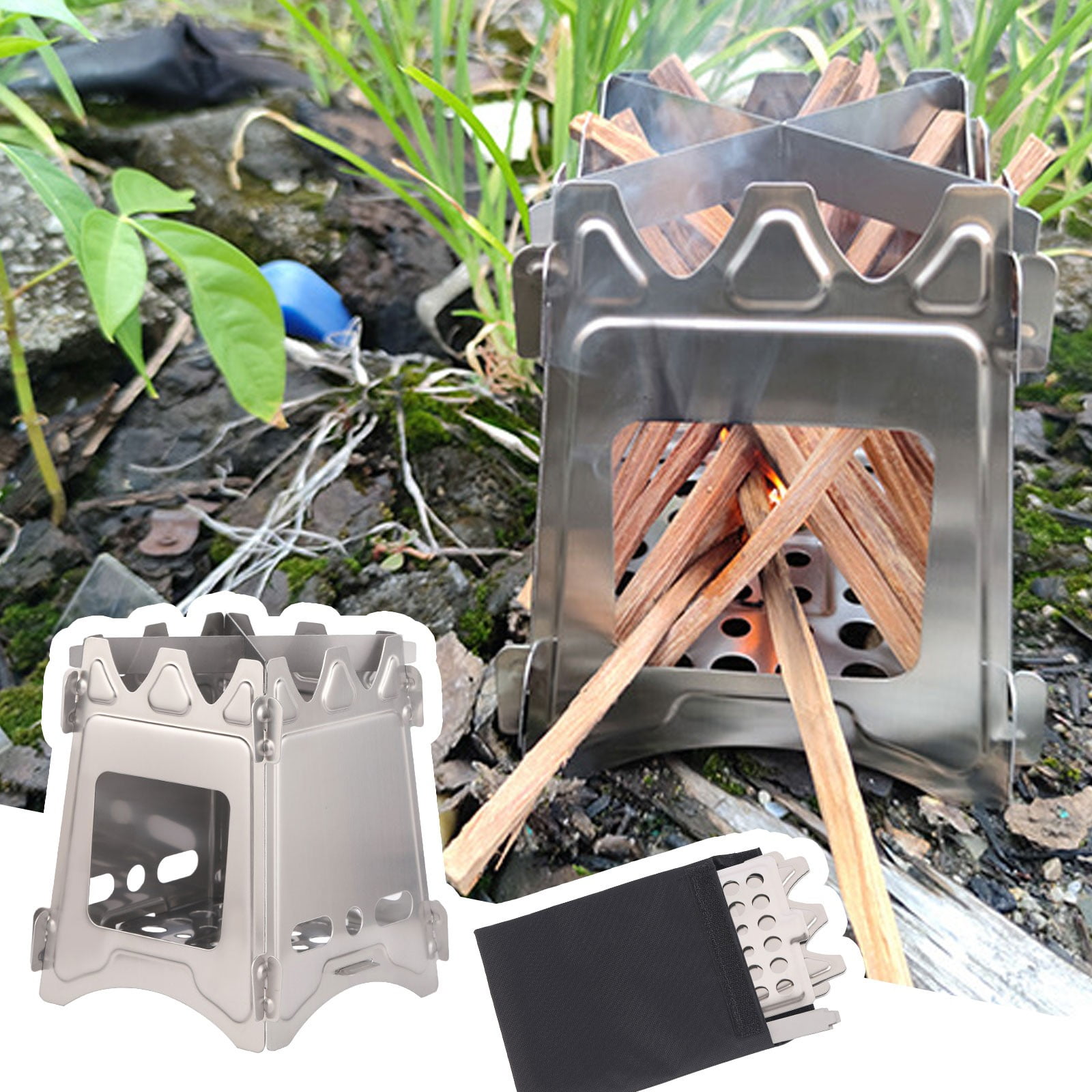 XOAIHY Mini Outdoor Folding Stove – Stainless Steel Portable Firewood ...