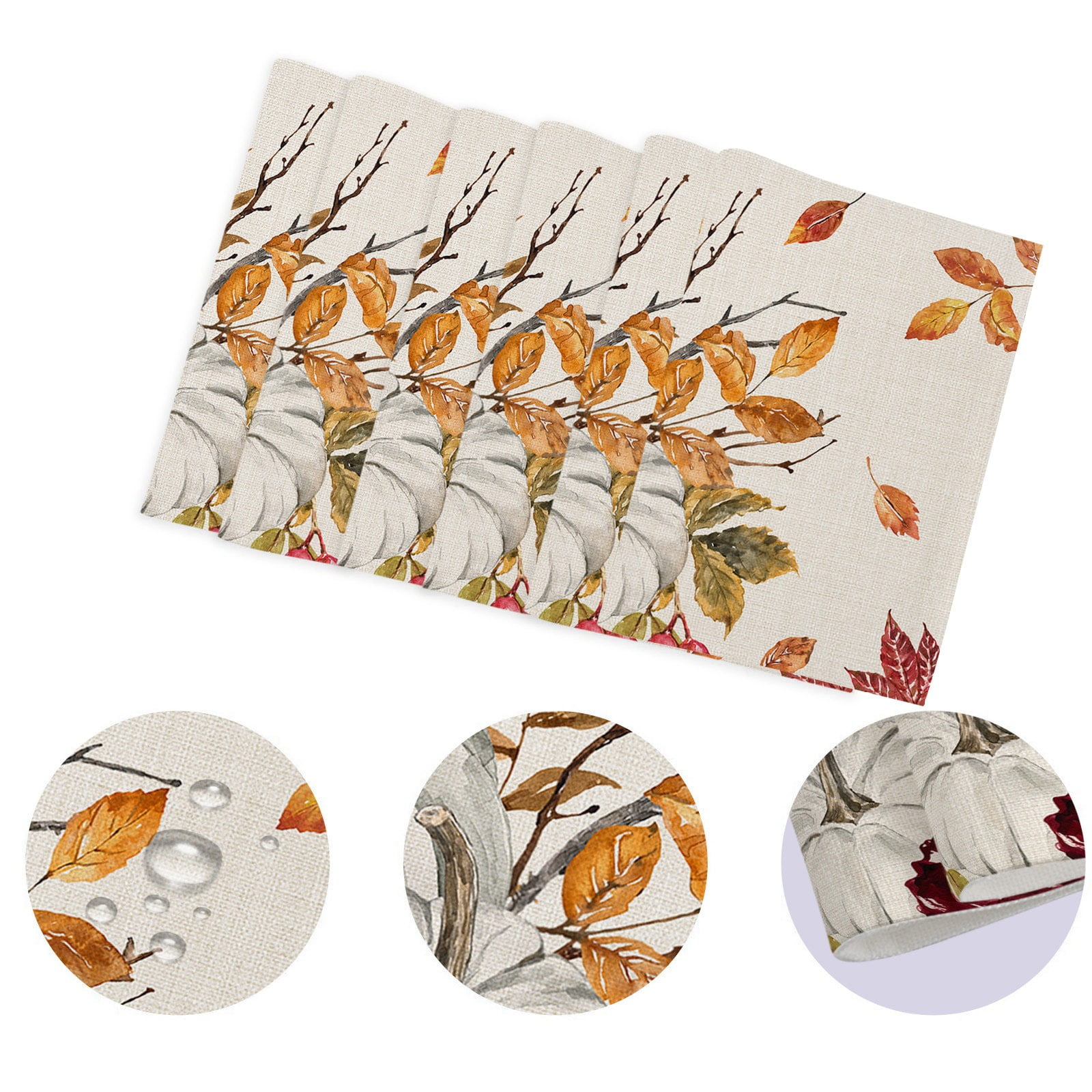 XOAIHY Thanksgiving Pumpkin Placemat Set – Cotton Linen Table Runner ...