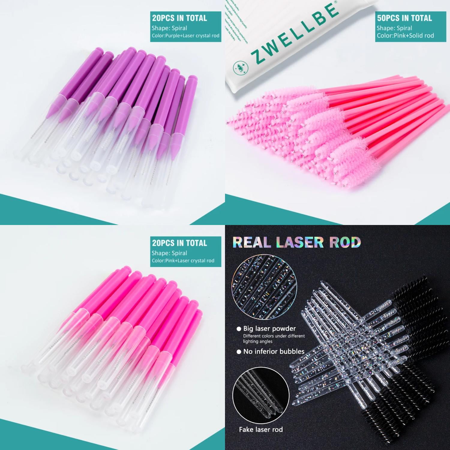 XOCHNGH 100/20 Disposable Mascara Wands Applicator Eyelash Brush ...