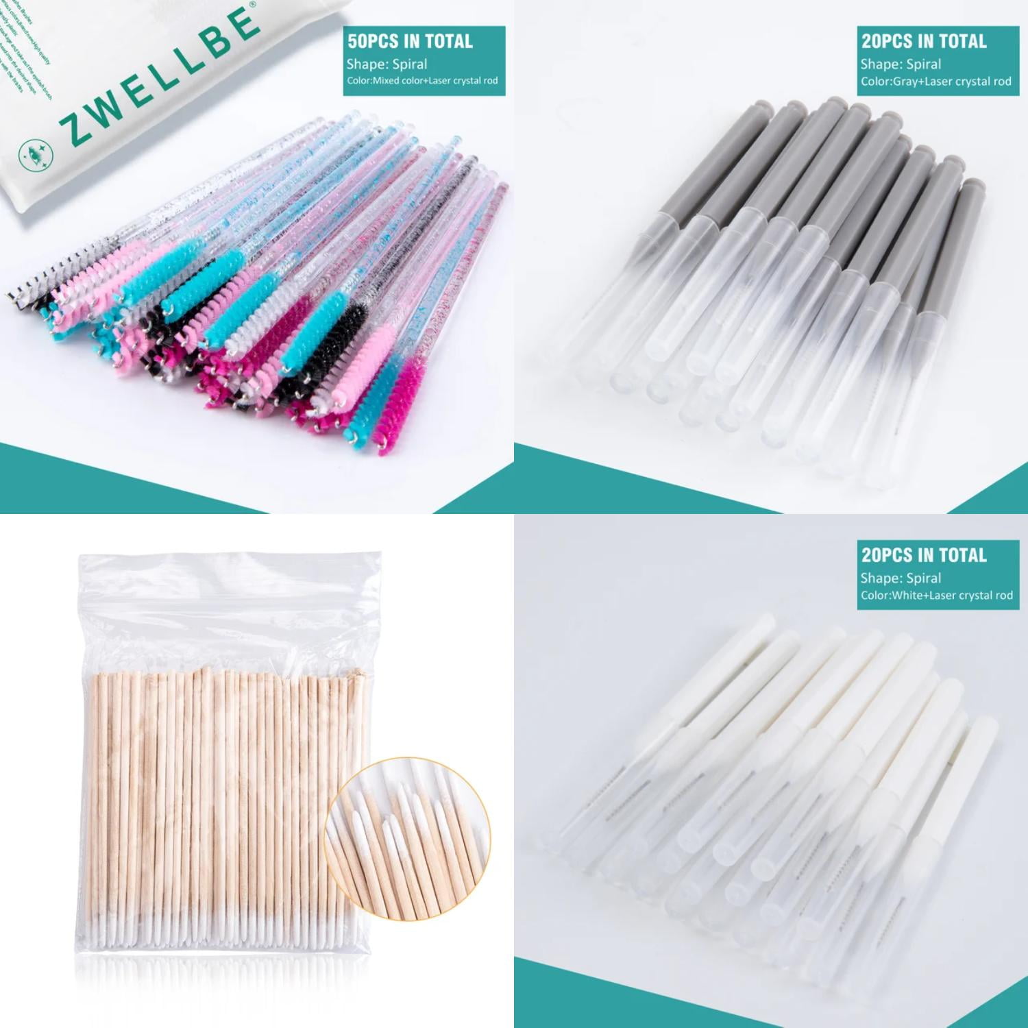 XOCHNGH 100/20 Disposable Mascara Wands Applicator Eyelash Brush Spoolies Eye Lash Extension ...