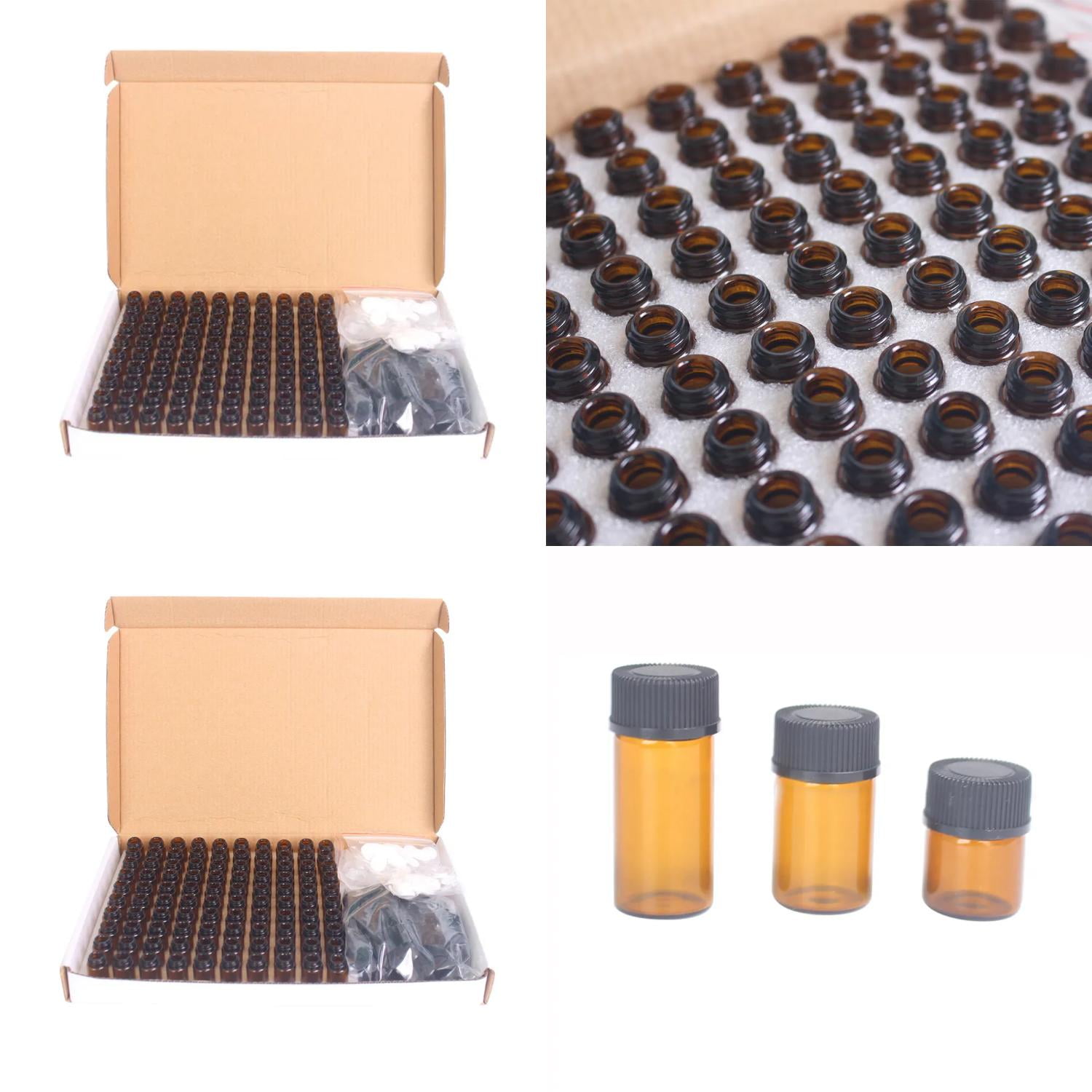 XOCHNGH 100pcs 1ml 2ml Amber Glass Bottles Essential Oils Sample ...