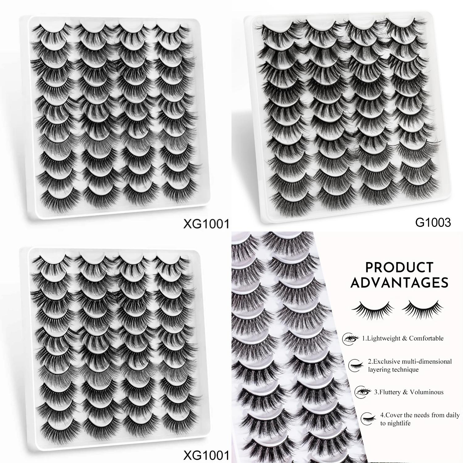 XOCHNGH 200 Pairs 3D Faux Mink Lashes Natural False Eyelashes Dramatic ...