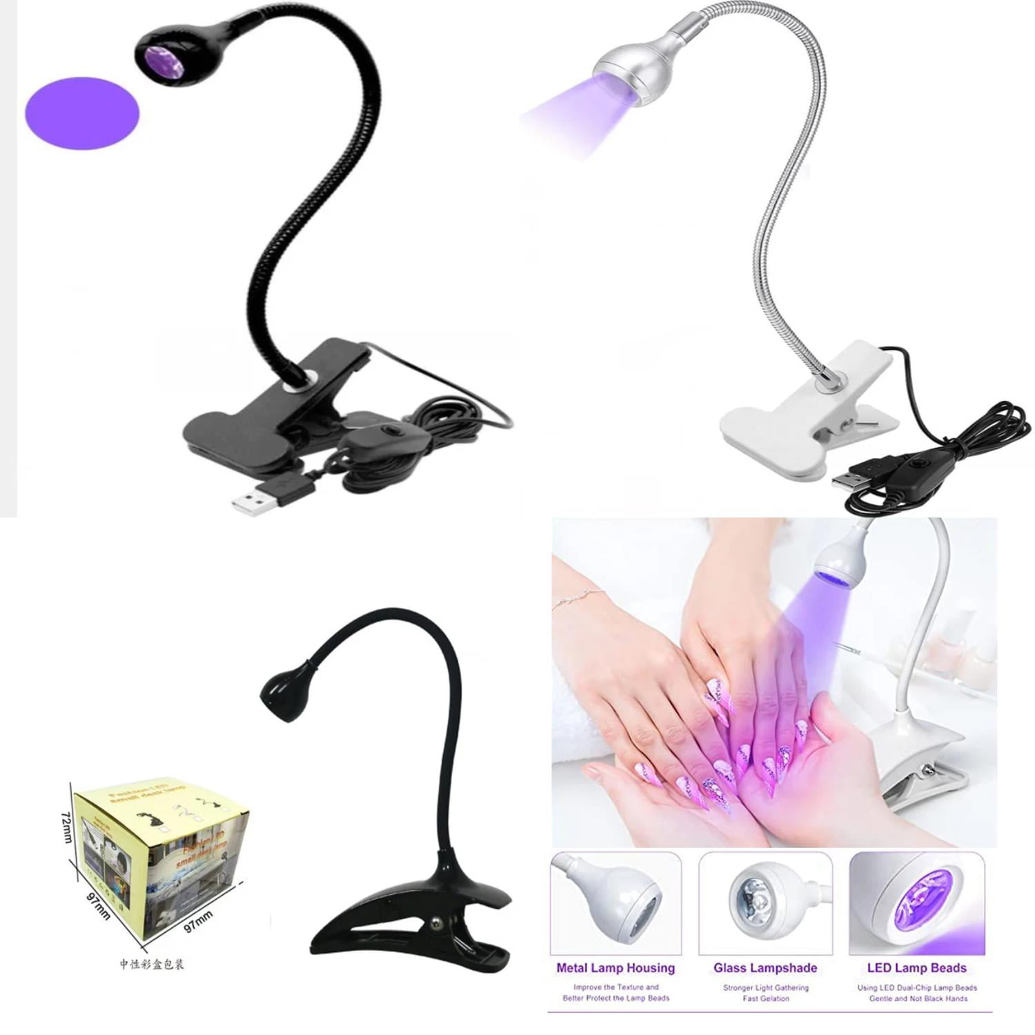 XOCHNGH 3W Led Nail Lights Dryer UV Lamp Ultraviolet Flexible Clip-On ...
