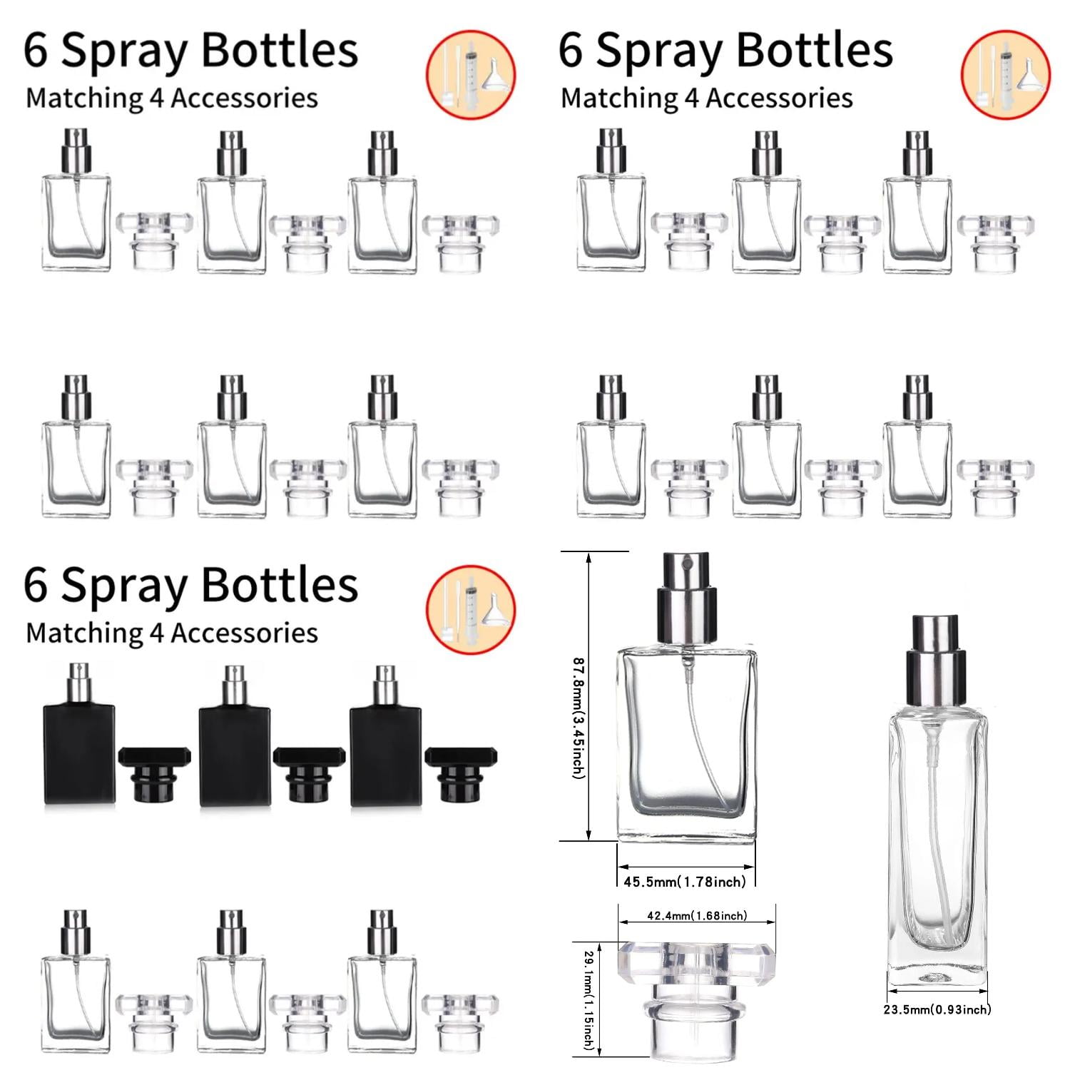 XOCHNGH 6pcs 4 Accessories 30ml/1 Oz Transparent Black Refillable ...