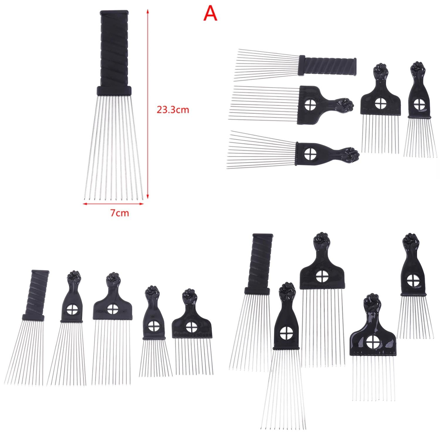 XOCHNGH Black Fist Afro Metal Comb African Hair Pik Comb Brush Salon ...