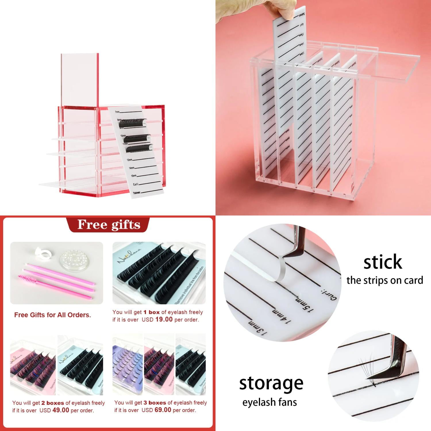 XOCHNGH False Eyelash Extension Display Stand Acrylic 5 Layers Pallet ...