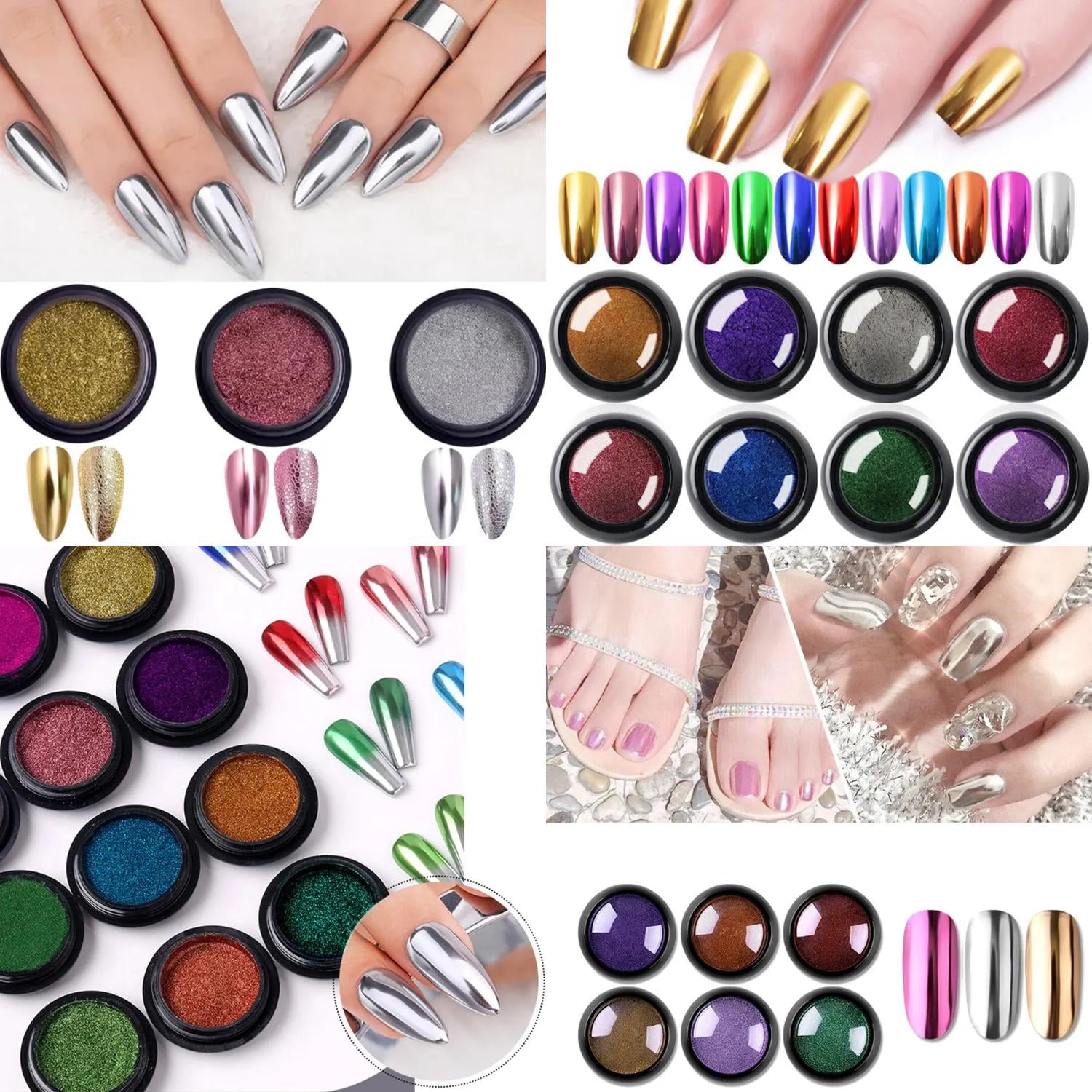 XOCHNGH Shiny Gold and Silver Metallic Effect Glitter Powder for Nail ...