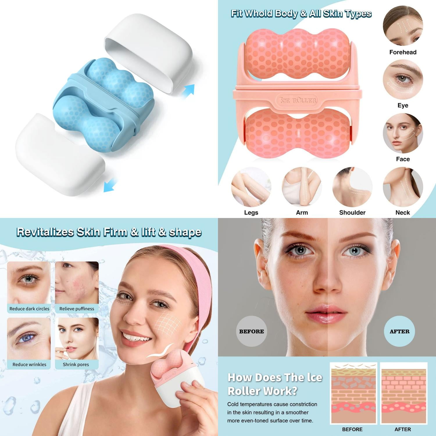 XOCHNGH Two in one facial ice roller suitable swelling migraines minor ...