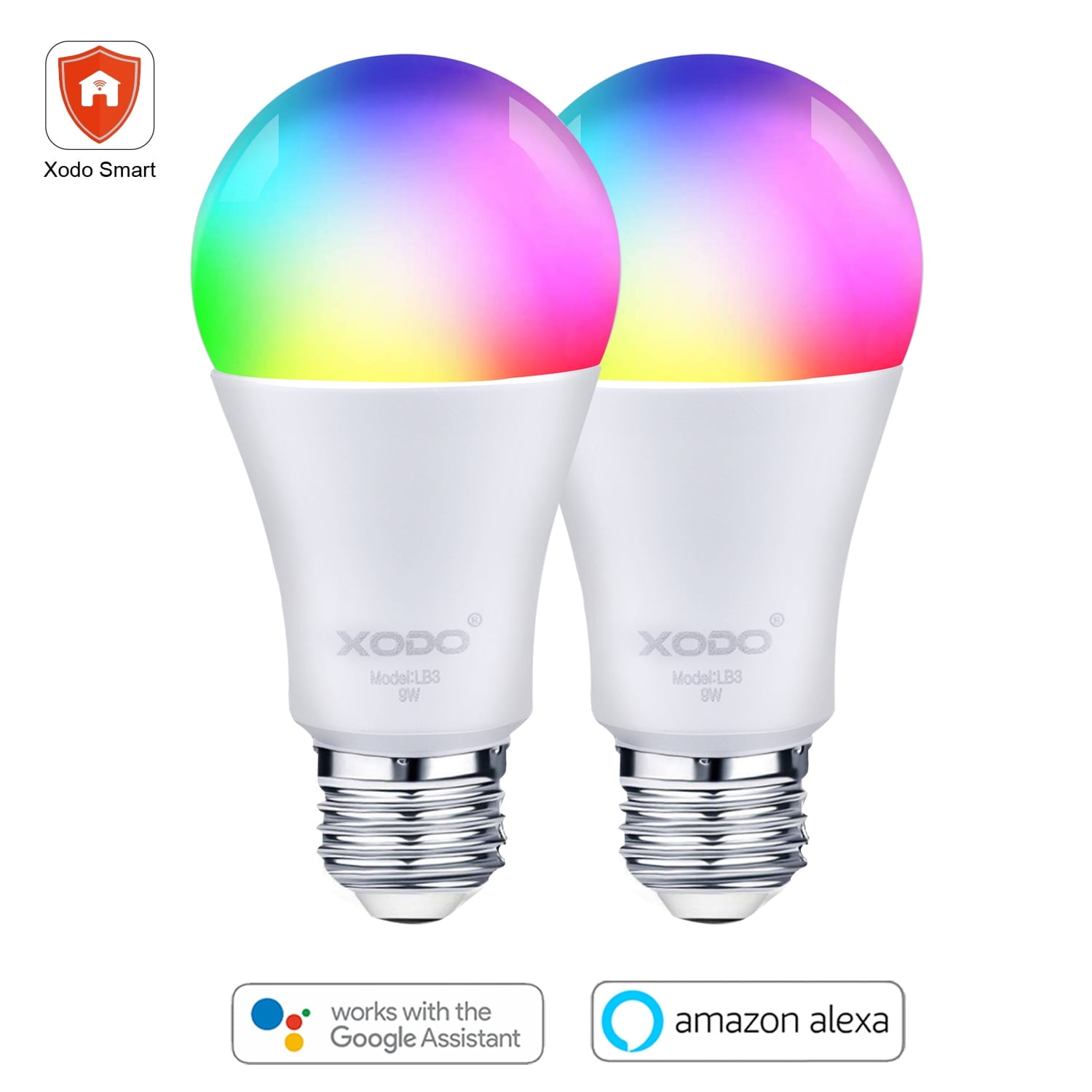 XODO 2-Pack Smart WiFi Light Bulb, Multi Color Changing LED, App ...