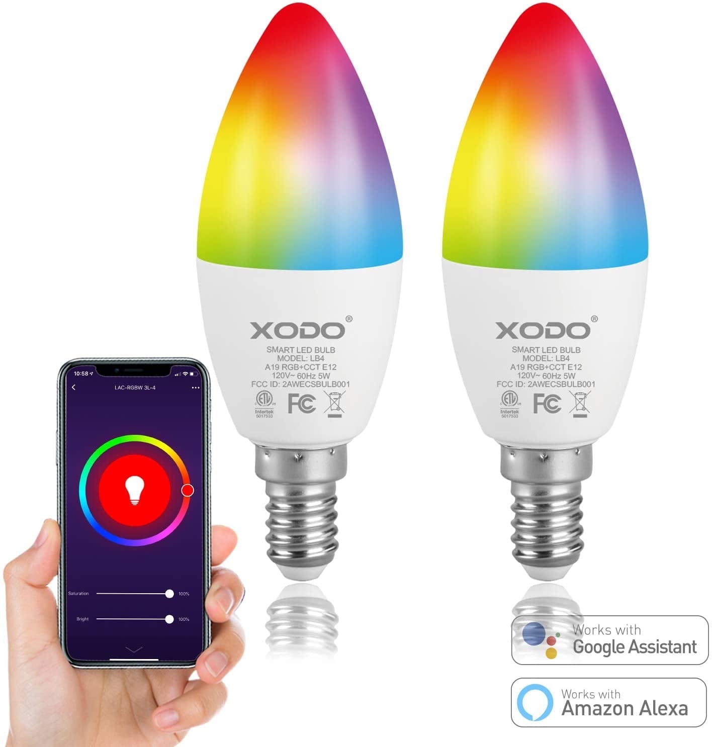 XODO Smart WiFi Light Bulb, Multi Color Changing LED, App Controlled ...