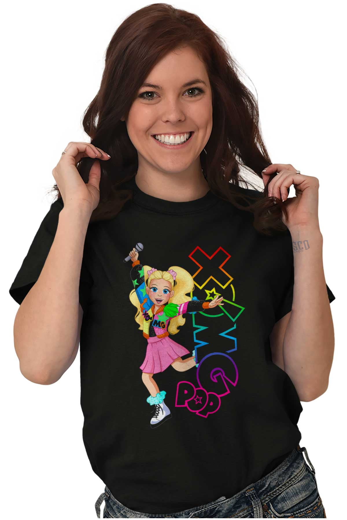 XOMG POP Neon Logo Kinley Cartoon Women's Graphic T Shirt Tees Brisco ...