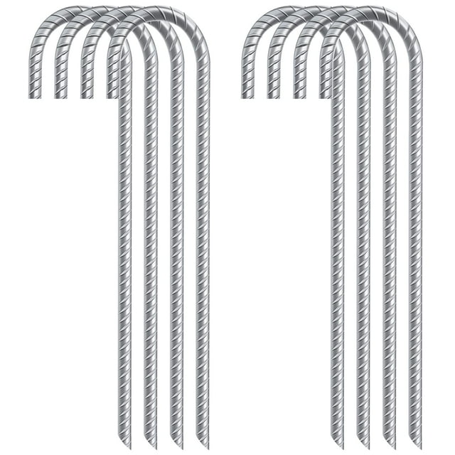 XOOL 12-Inch 8-Pack Galvanized Rebar Stakes, Heavy Duty J Hook Ground ...