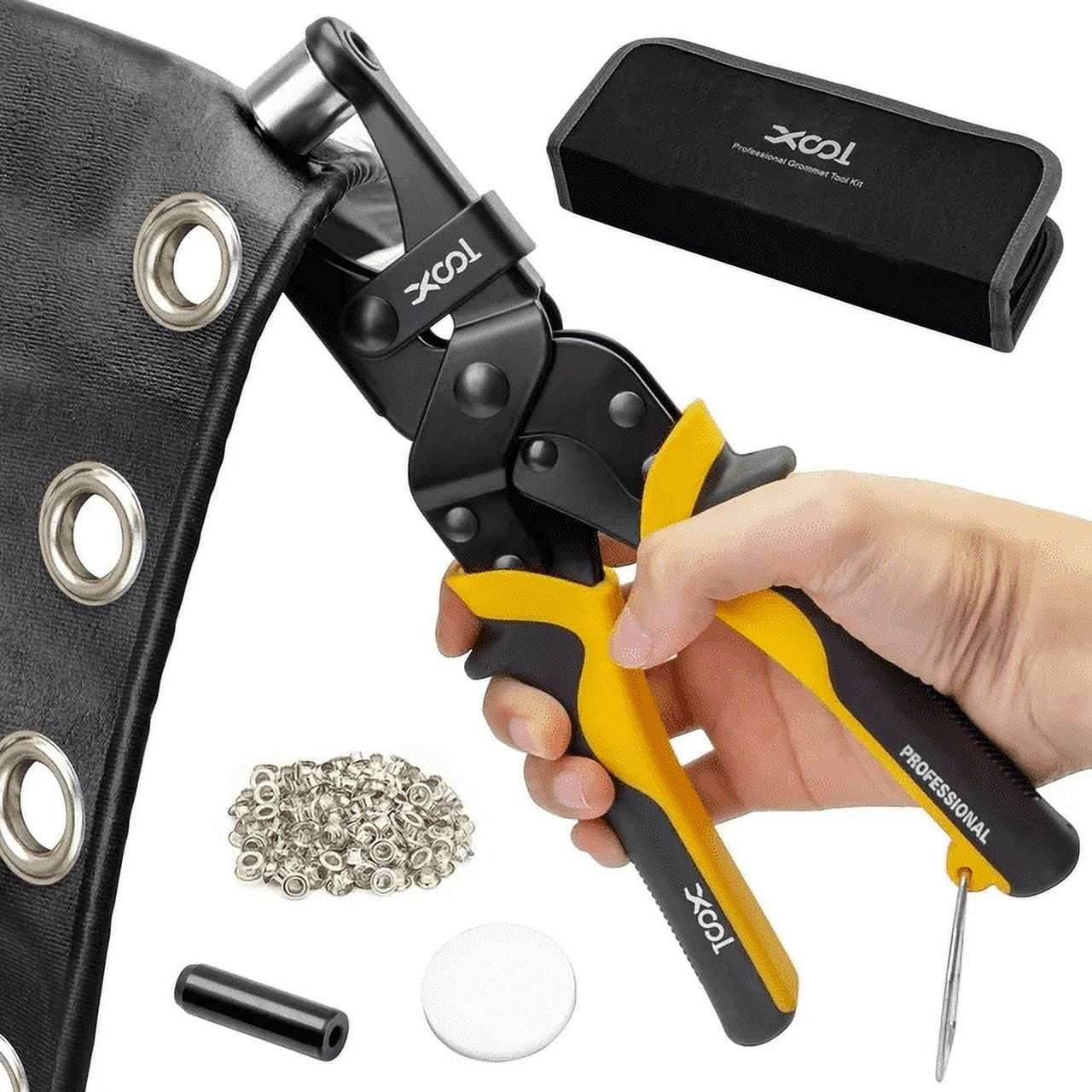 XOOL Grommet Tool Kit with Leather Hole Punch Pliers, Grommet Kit with ...