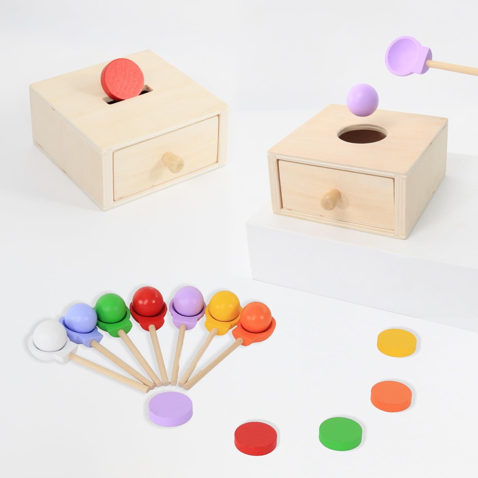 XOSECA 2-in-1 Montessori Toys STF9 Including Object Permanence Box with ...